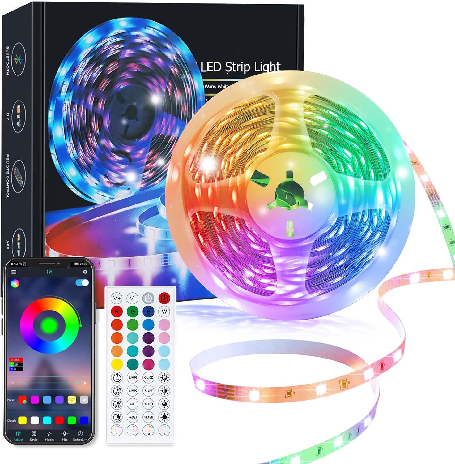 zyzykeji Led Lights, Led Strip Light with Music Sync Color Changing ...