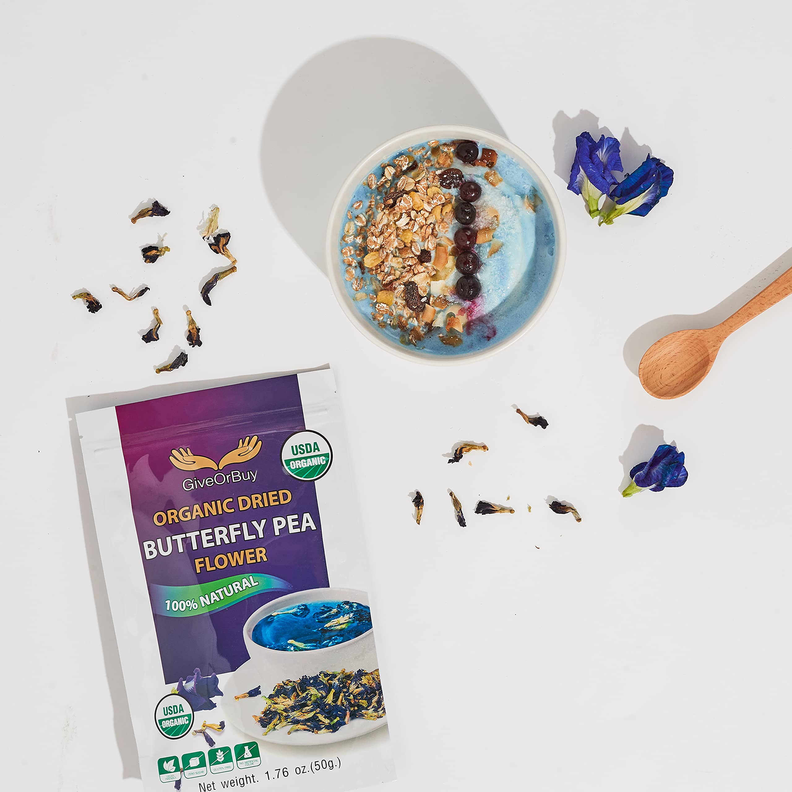 Buy GiveOrBuy Butterfly Pea Flower Tea USDA Organic - Butterfly Pea Tea ...