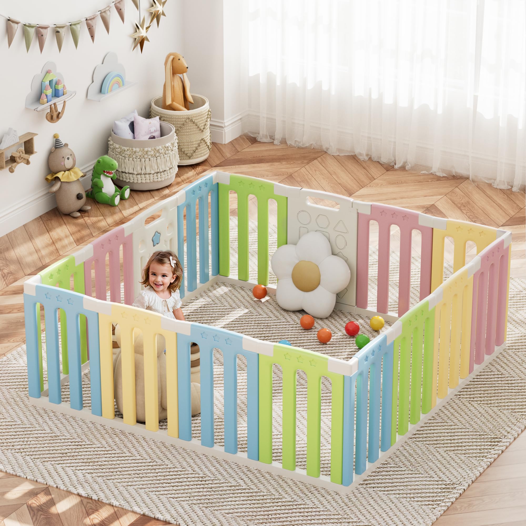 Snapklik.com : JUMMICO Baby Playpen, 26 Sq. Extra Large Playpen For ...