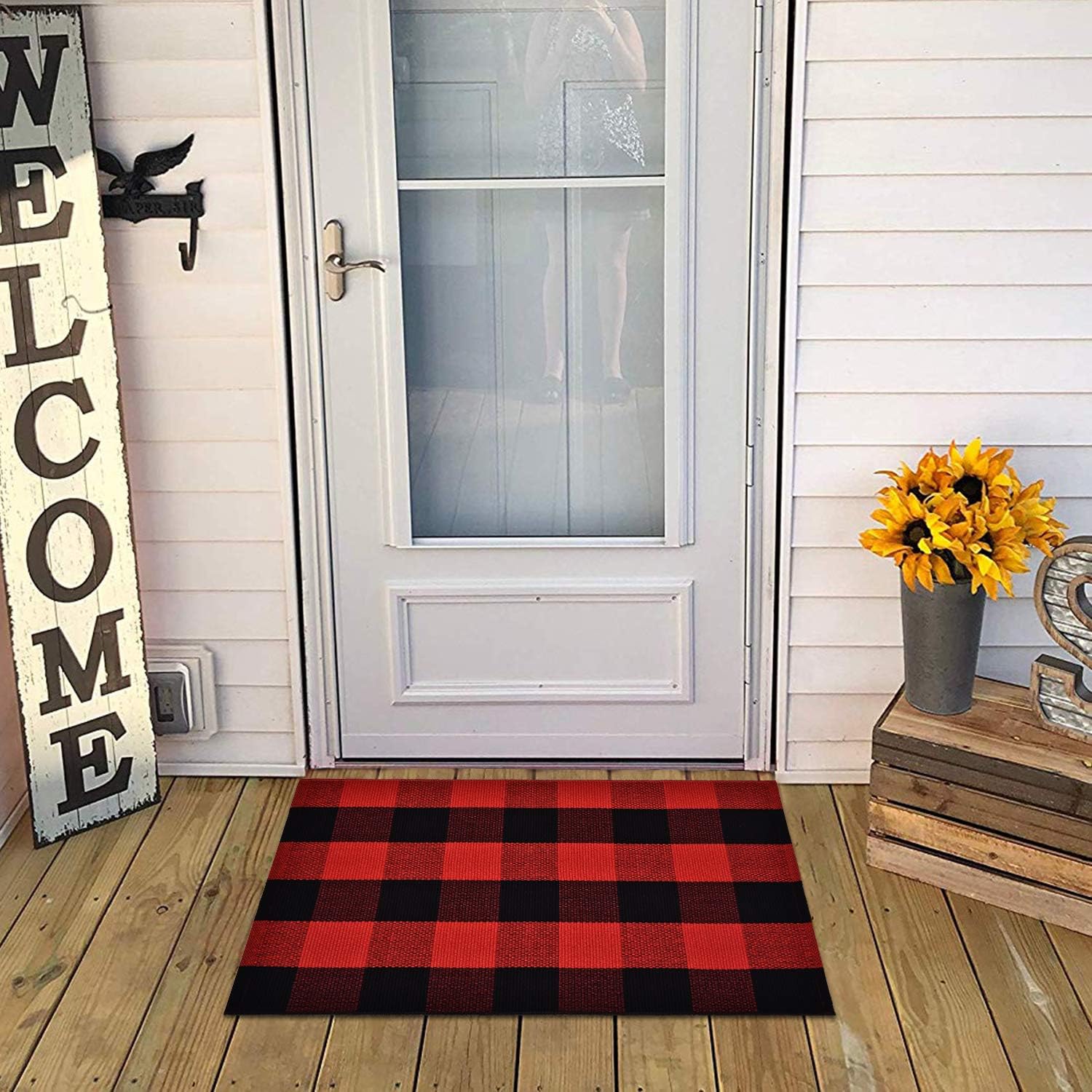 Amazon.com: Area Rug Classic Plaid Runner Rugs Hand Woven Stain ...