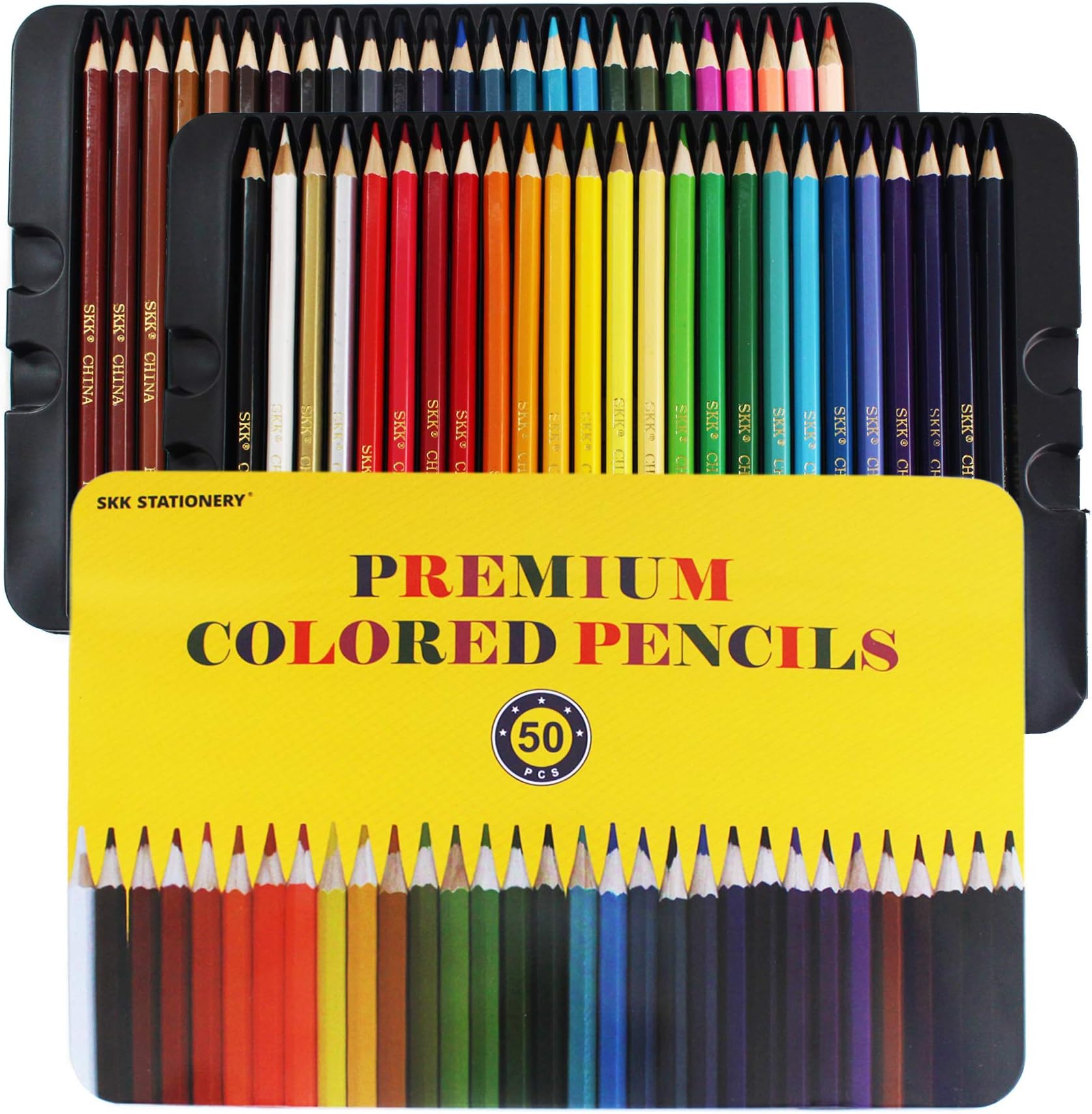 Amazon.com : SKKSTATIONERY 50Pcs Colored Pencils, Packing in Tin, 50 ...
