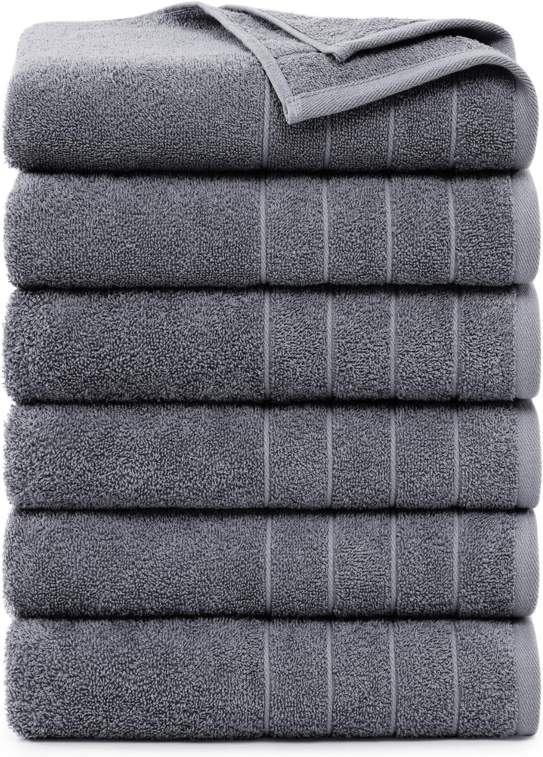 Amazon.com: Towel and Linen Mart 100% Cotton Grey 6 Pack Medium Bath ...