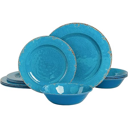 Amazon.com | Gibson Home Mauna Melamine Dinnerware Set, Service for 4 ...