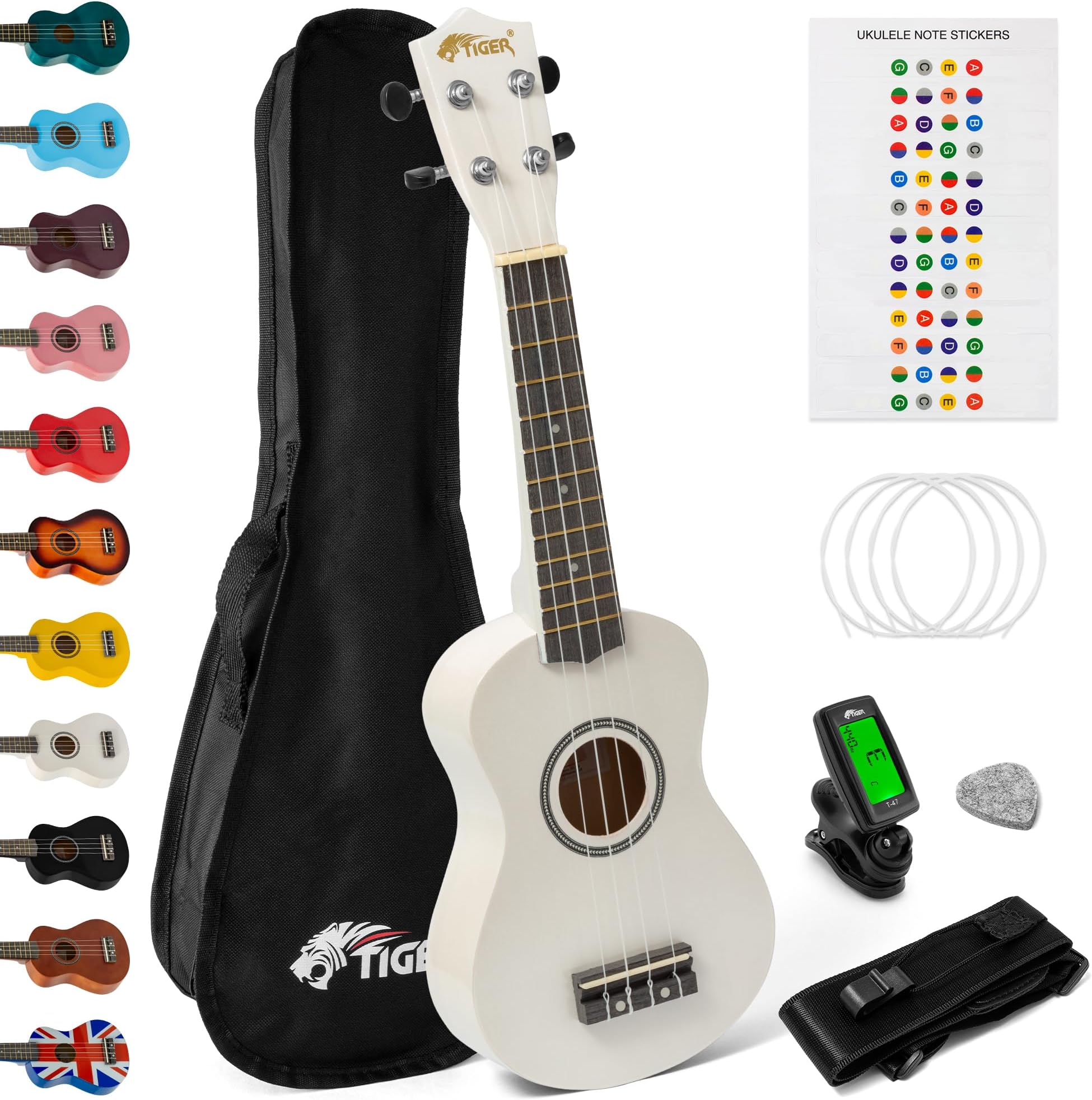 Everjoys Soprano Ukulele Beginner Kit 21 Inch Ukelele w/How to play ...