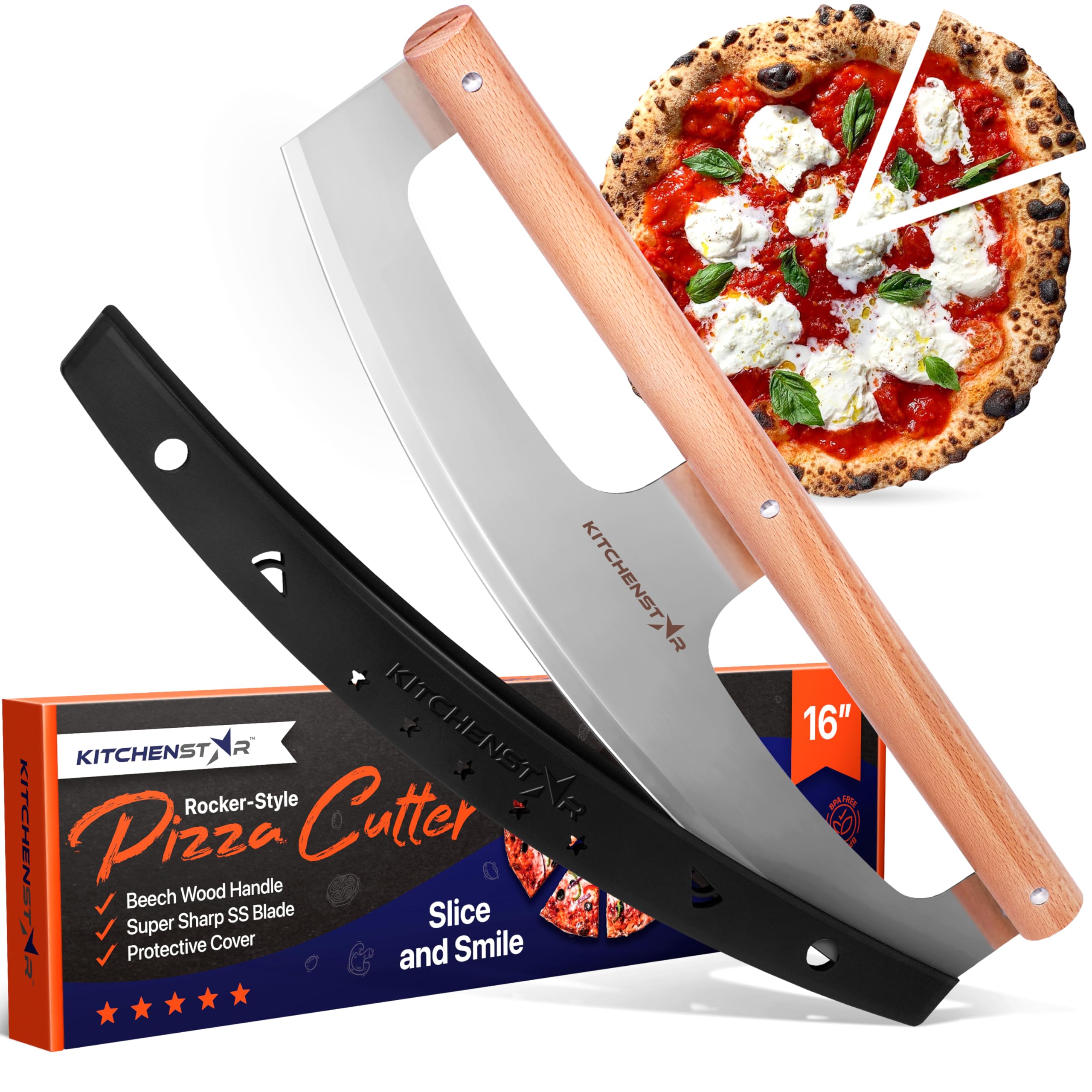 Amazon.com: KitchenStar 16" Pizza Cutter Rocker Blade - Razor Sharp ...