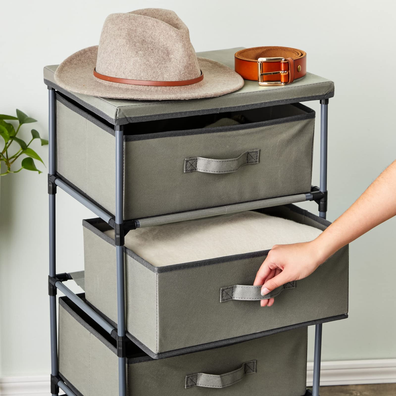 4-Tier Drawer Clothes Organizer, Fabric Storage Dresser for Clothing ...