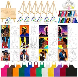 Amazon.com: Xtinmee 12 Sets Paint and Sip Kit for Adults Pre Drawn Canvas Sip and Paint Party ...