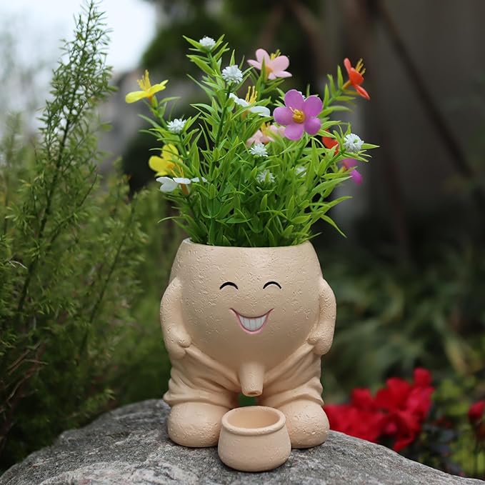 Amazon.com : Dolkgy Head Planter, Unique Face Flower Pot Fun Head Vase ...