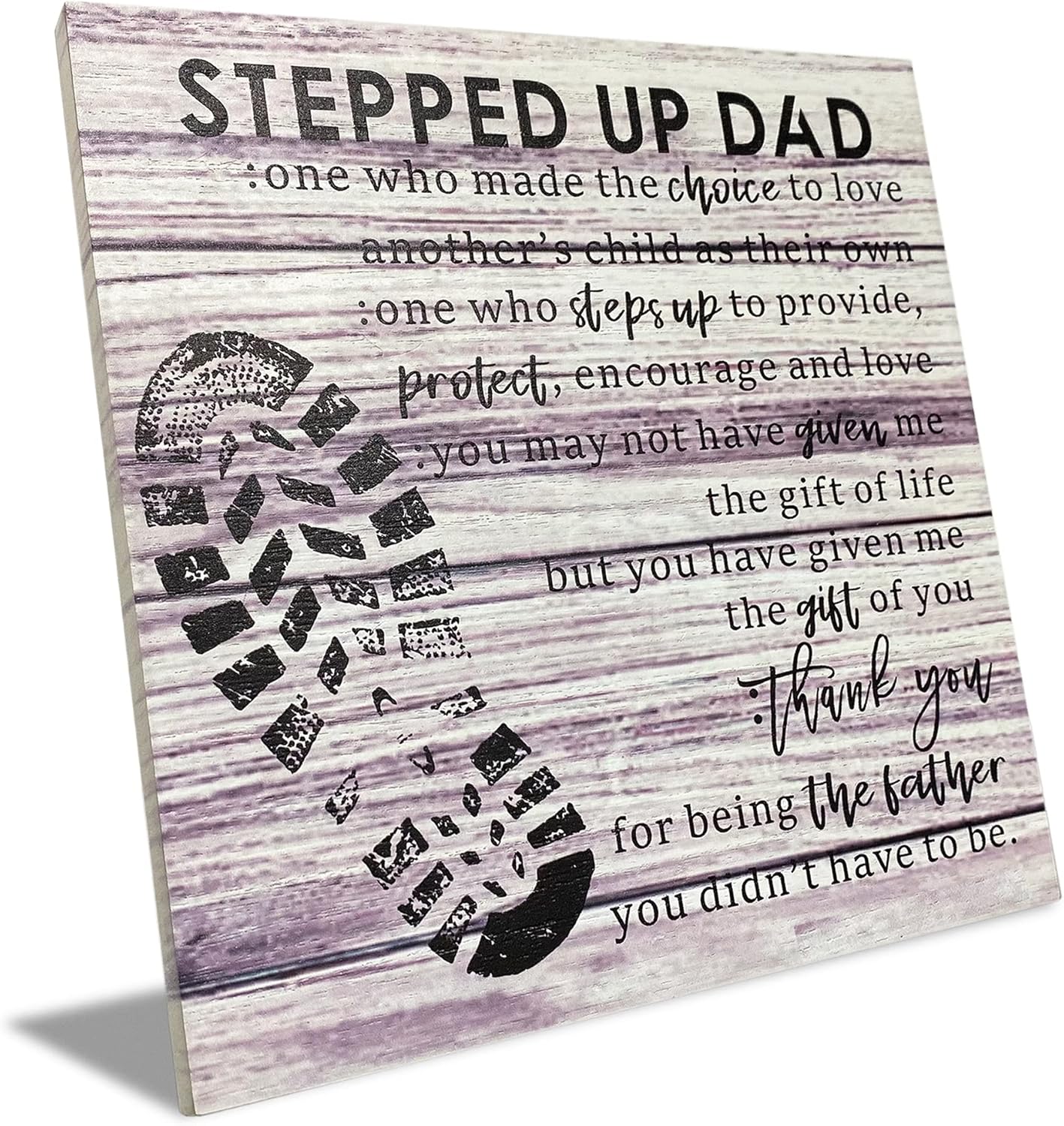 Amazon.com: Stepped Up Dad Rustic Wood Sign - Thank You for Being the ...