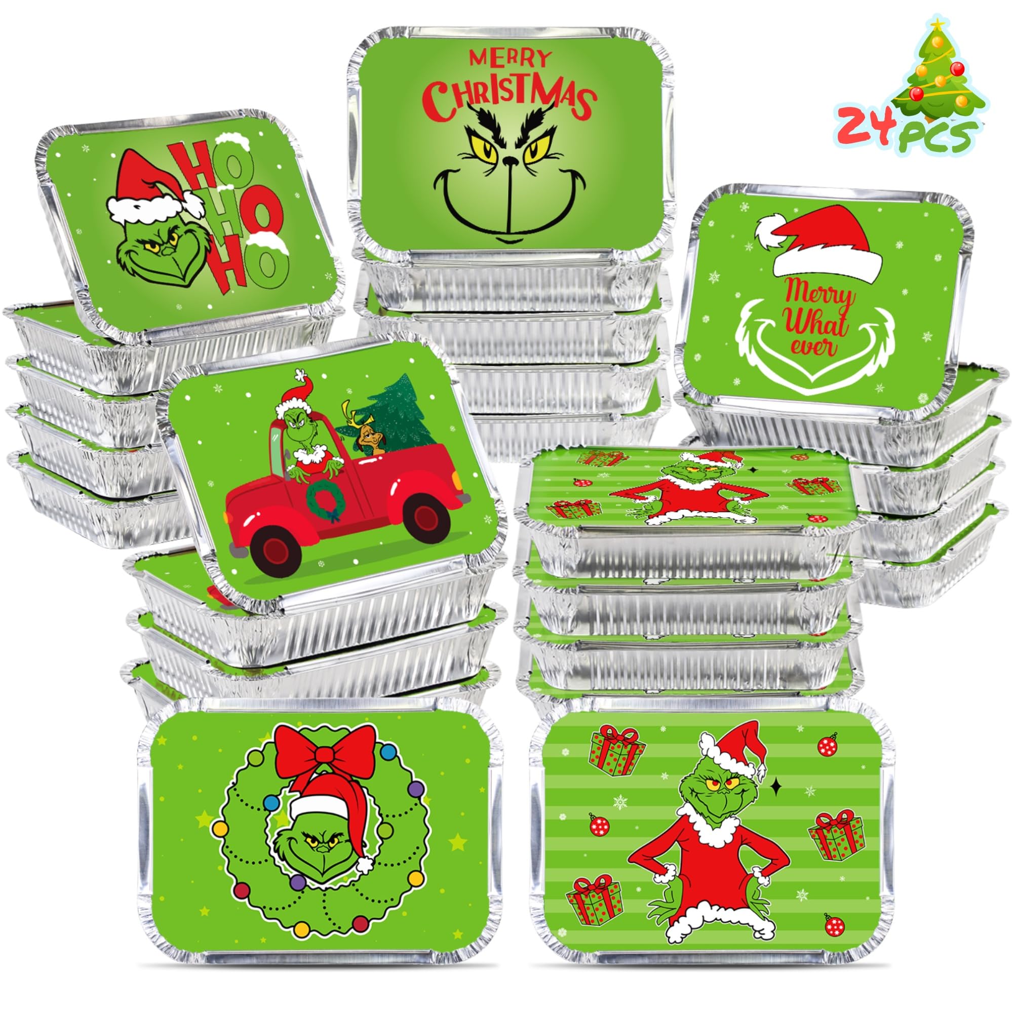 Amazon.com: Biawoy 24Pcs Christmas Aluminum Foil Containers with Lids ...