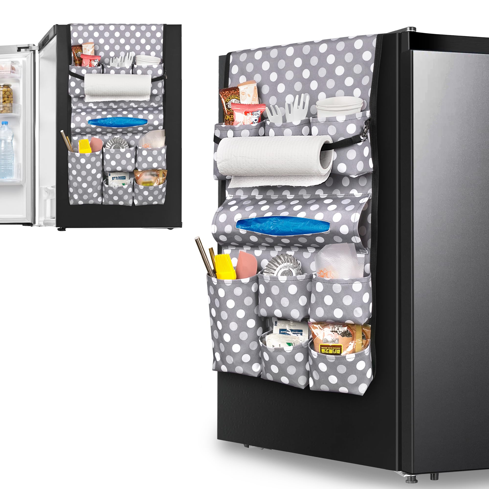 Amazon.com - Rexmica Mini Fridge Organizer, Fridge Dust Cover with 14 ...