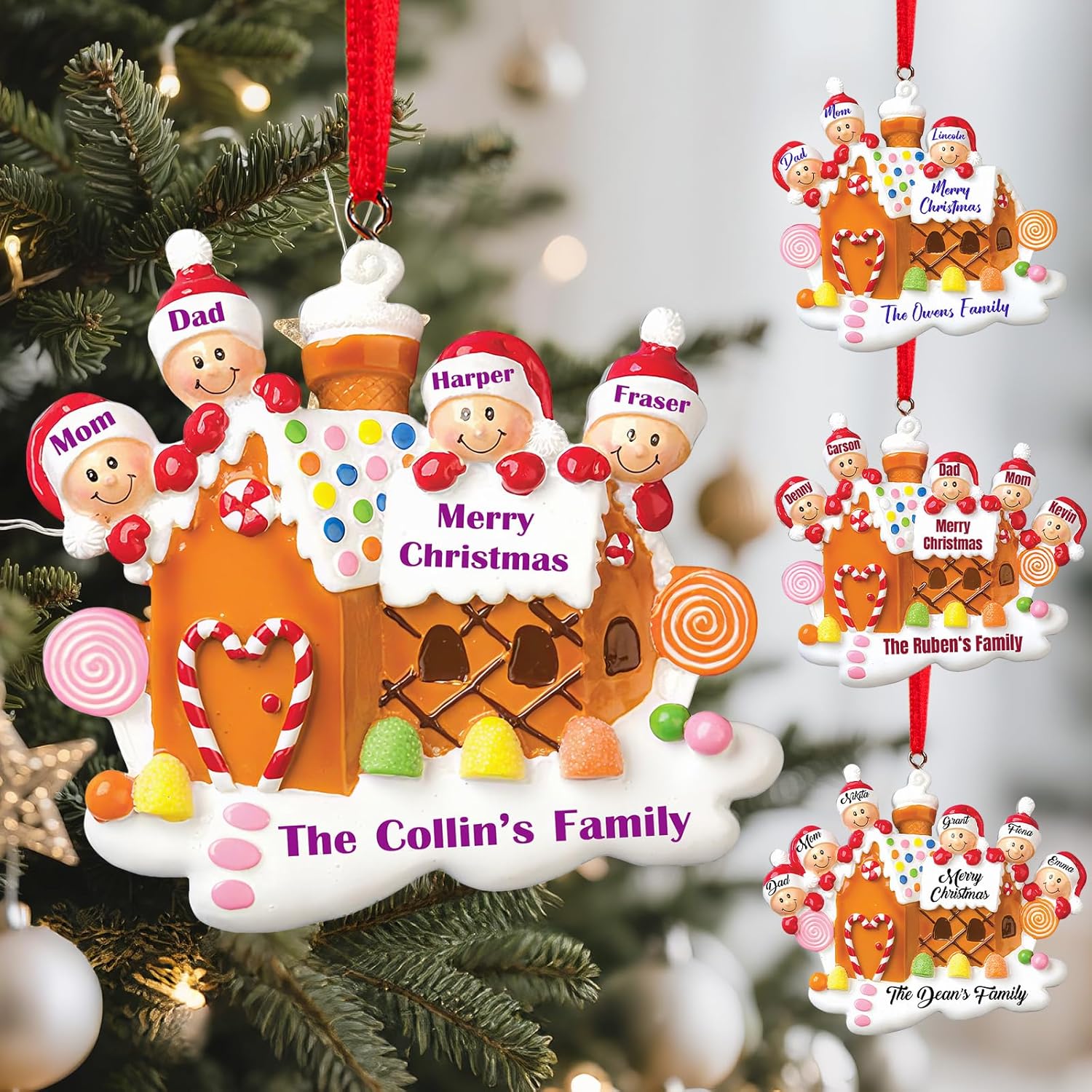 Amazon.com: 2025 Personalized Gingerbread Christmas Ornaments Family of ...