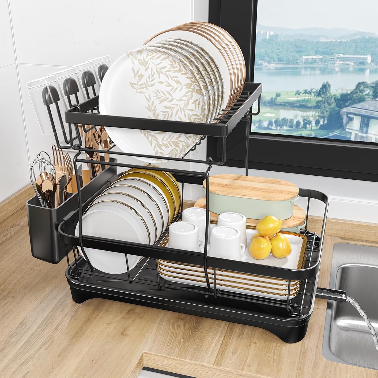 Amazon.com - HOMEAILIE Dish Drying Rack, 2-Tier Large Dish Drying Rack ...