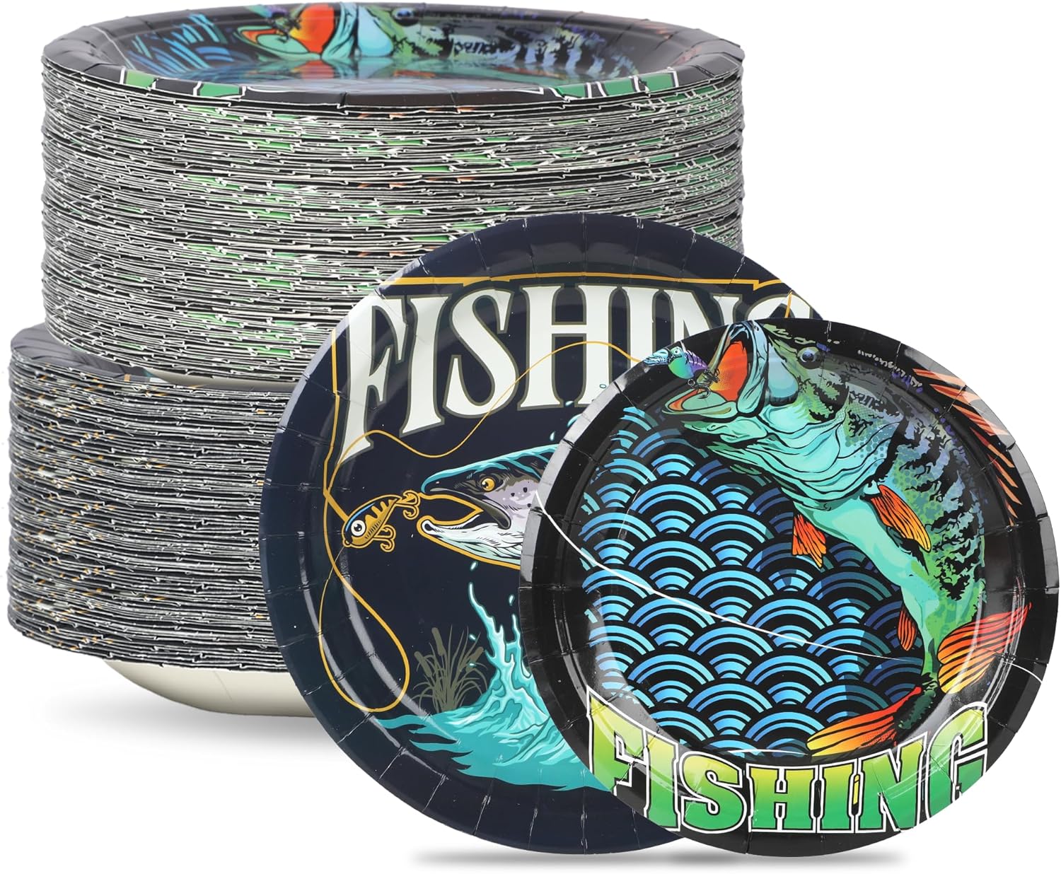 Amazon.com: 50 Pcs Gone Fishing Party Plates Fishing Birthday Party ...