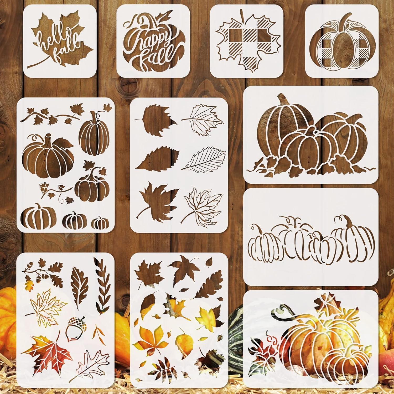 Amazon.com : 11PCS Fall Stencils for Painting on Wood,Reusable Pumpkin ...
