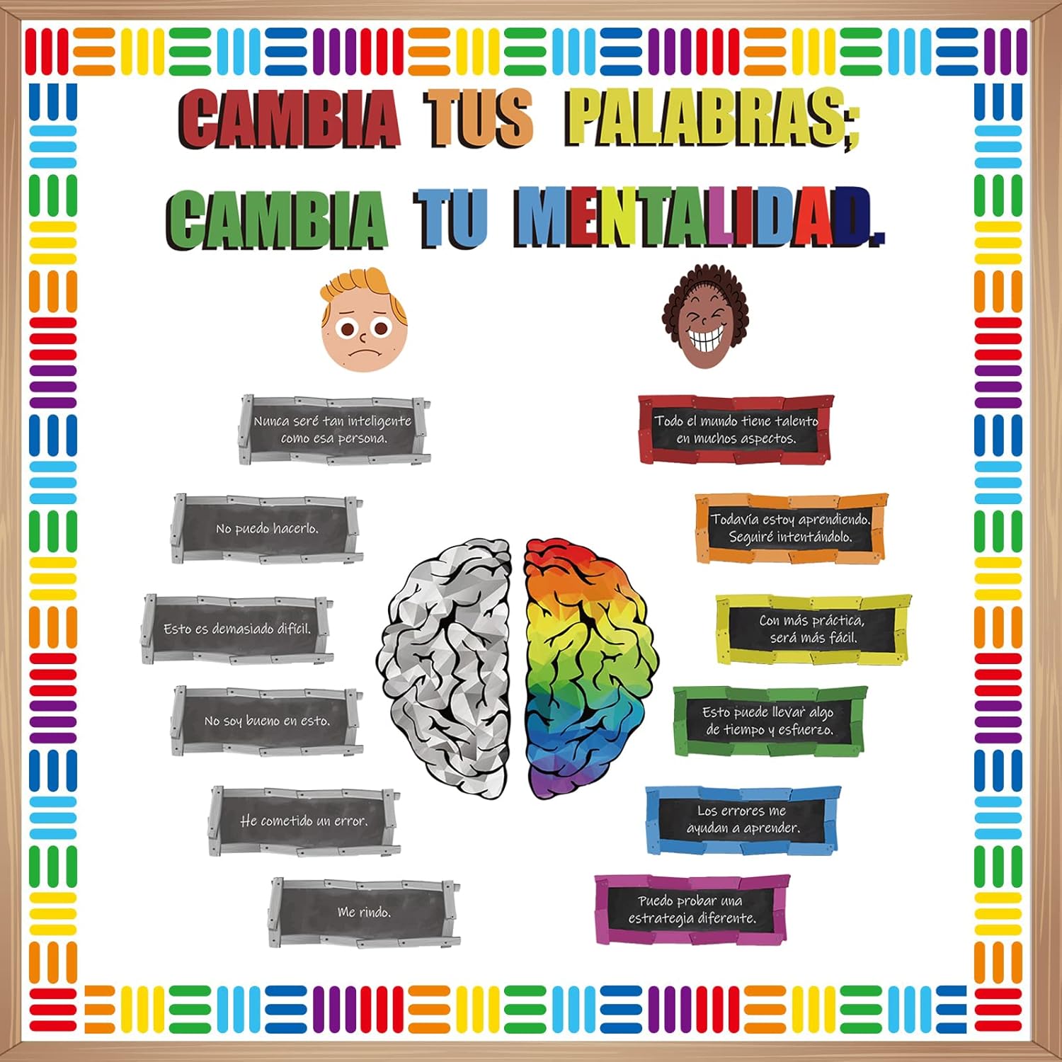 Amazon.com: Spanish 22-Piece Growth Mindset Classroom Bulletin Board ...