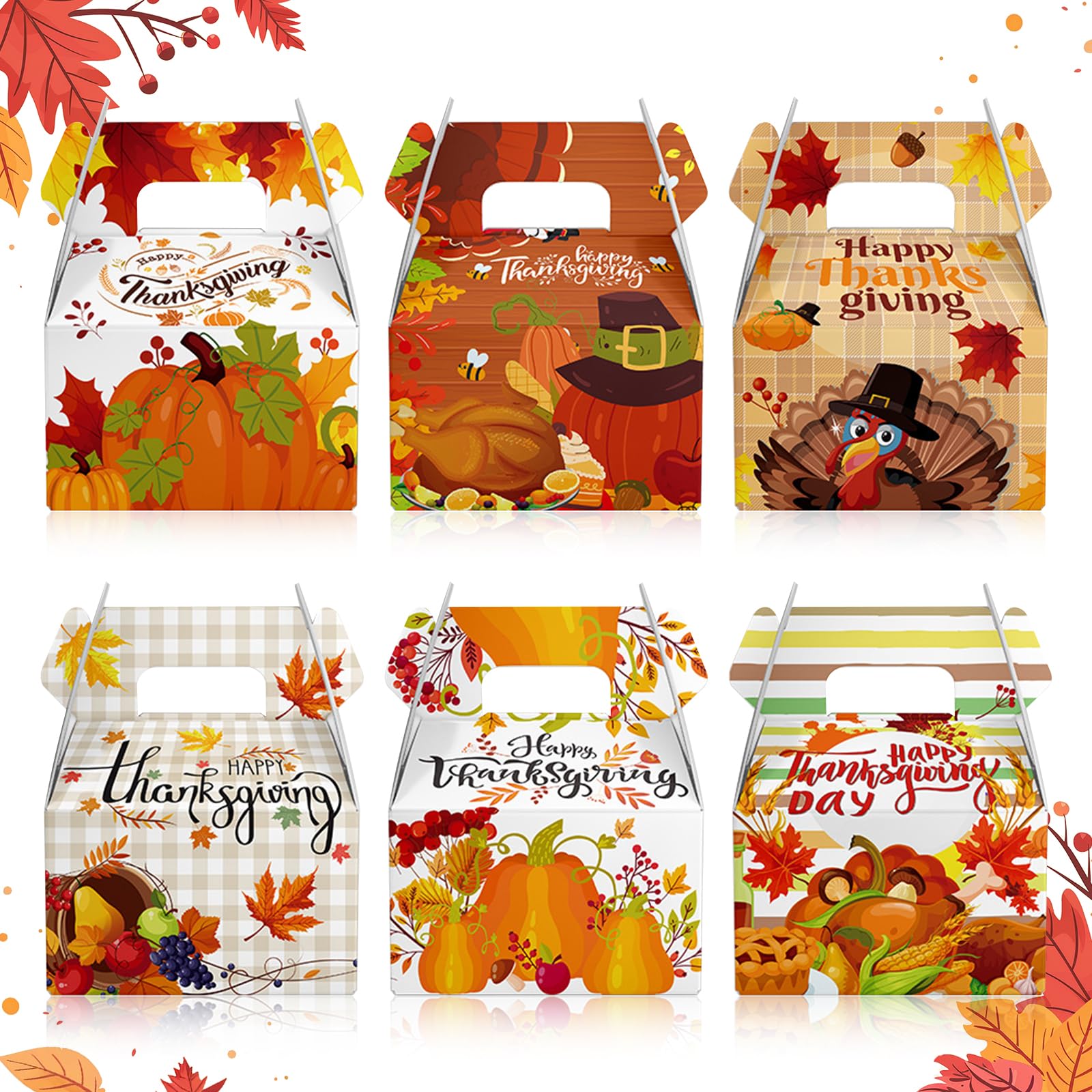 Amazon.com: Habbiful 12 PCS Orange Thanksgiving Treat Boxes Fall Maple ...
