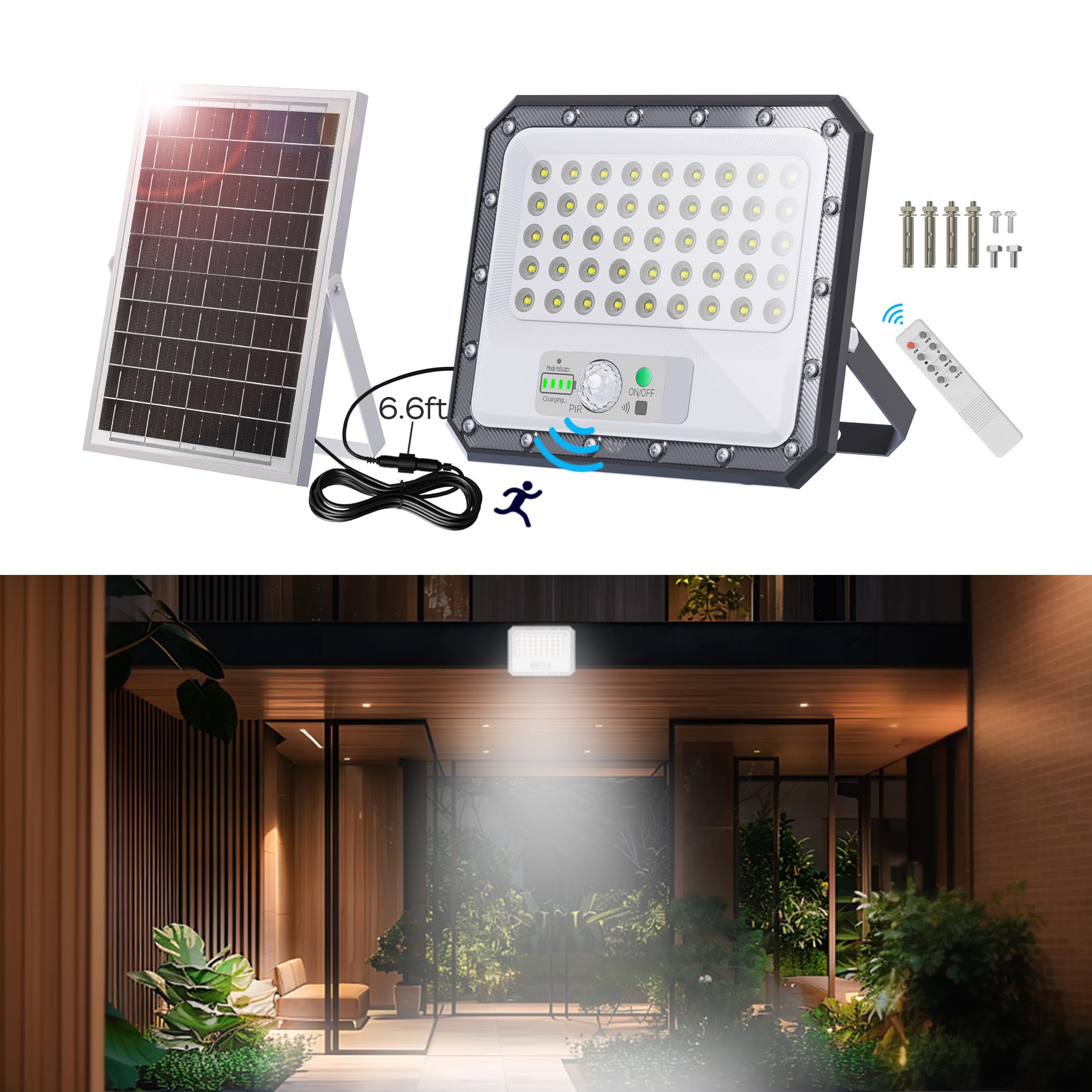 Varmtalys Solar Flood Lights Outdoor Waterproof IP65, Motion Sensor LED ...