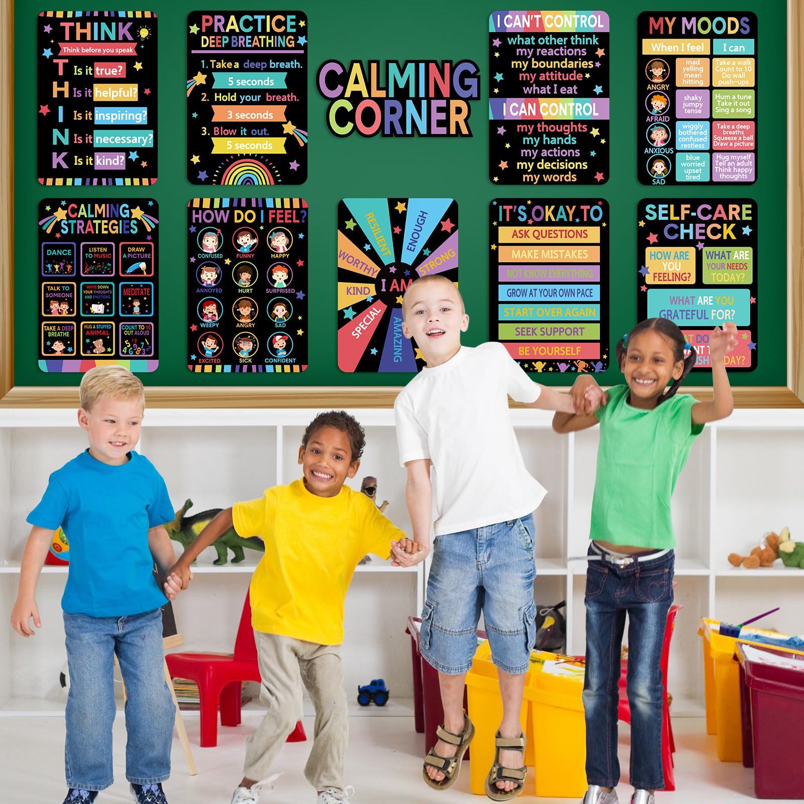 Snapklik.com : 10 Pcs Calming Posters Emotion Chart For Kids Feeling ...