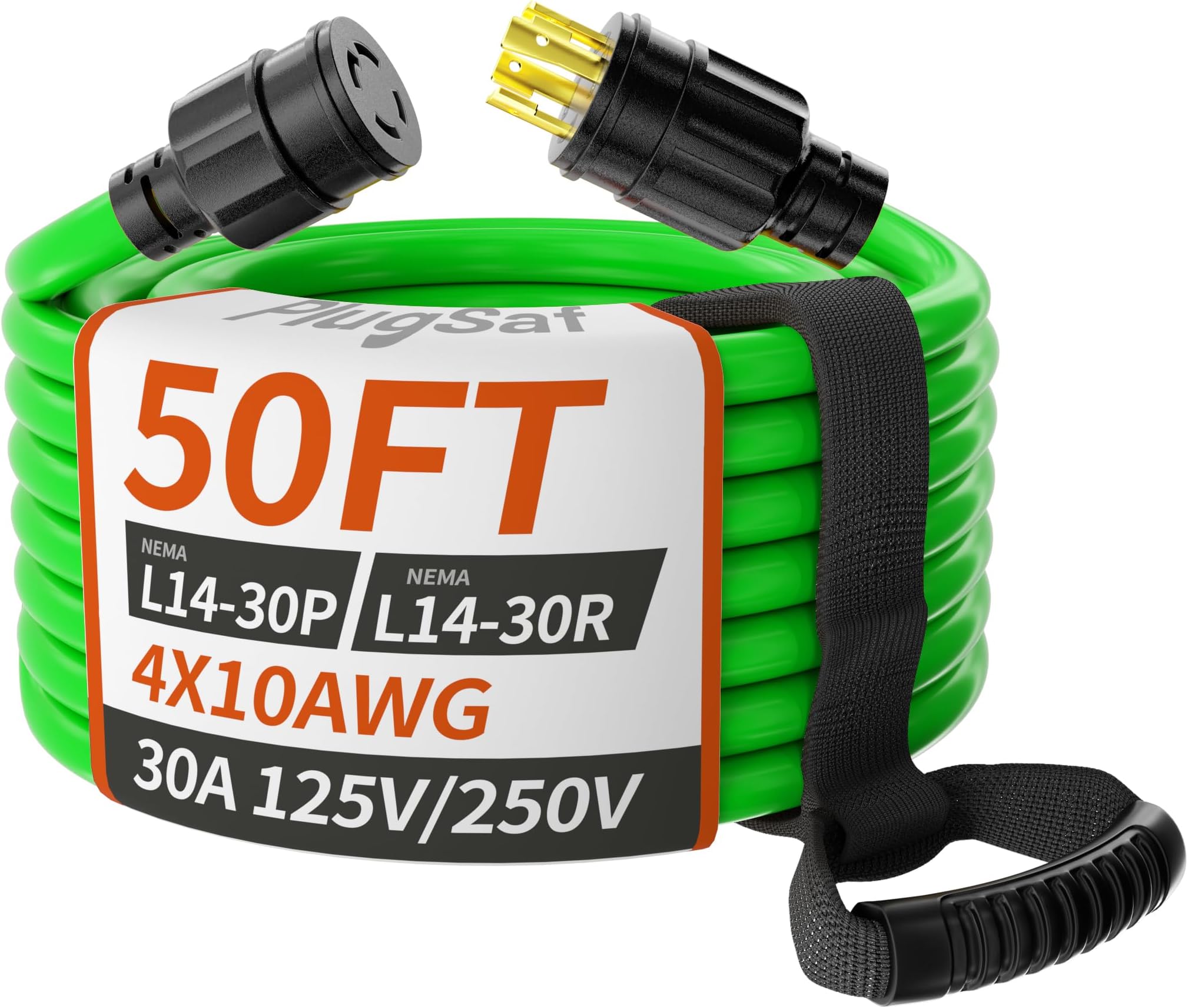 Amazon.com: PlugSaf 50FT 30 Amp Generator Extension Cord 4 Prong, NEMA ...