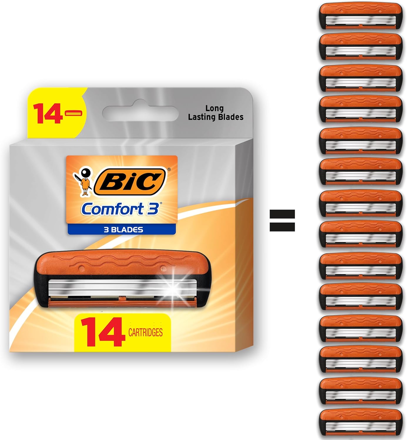 BIC Comfort 3 Refillable Refill Razor Cartridges, Three-Blade ...