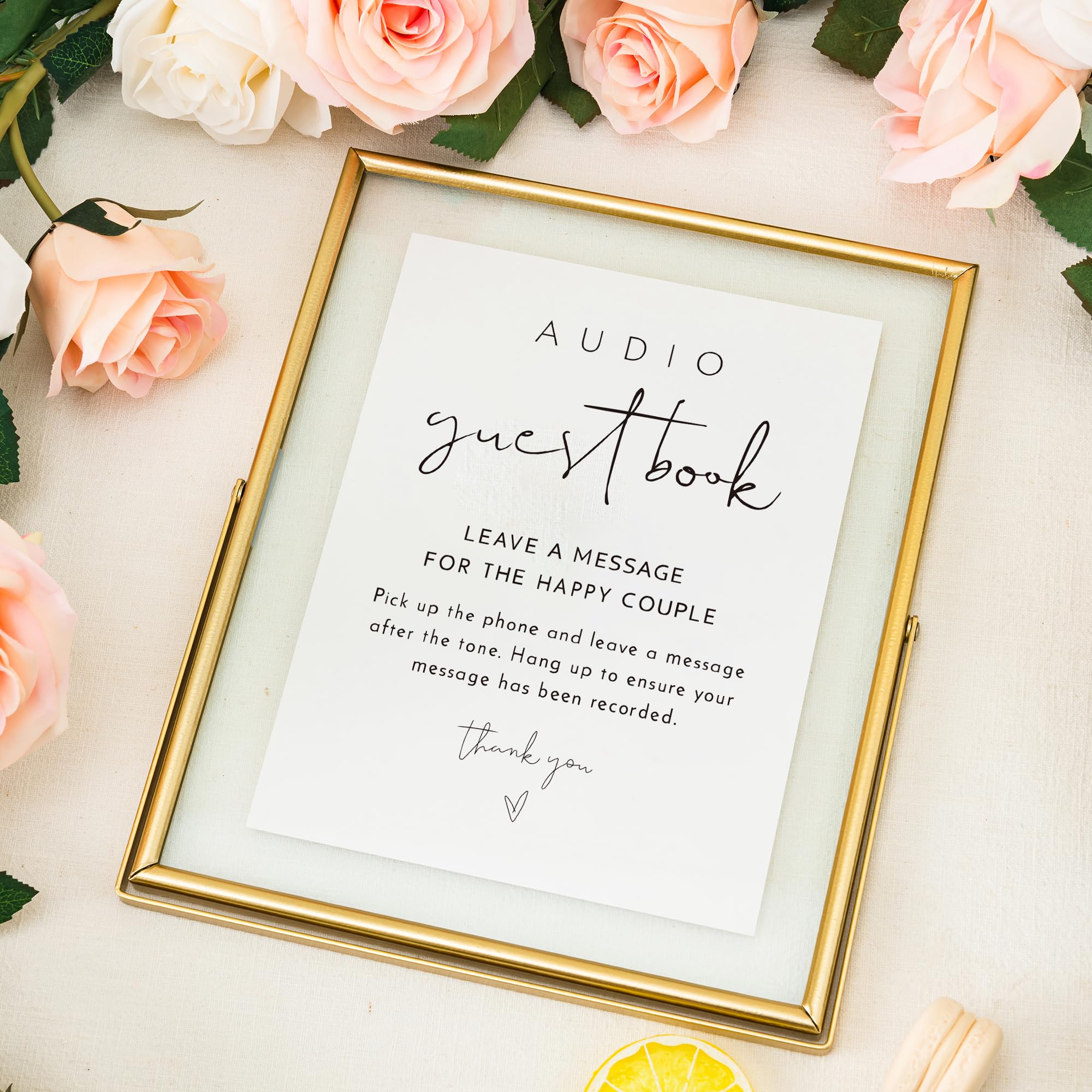 Snapklik.com : Wedding Inspo Audio Guest Book Gold Sign Holder Welcome ...