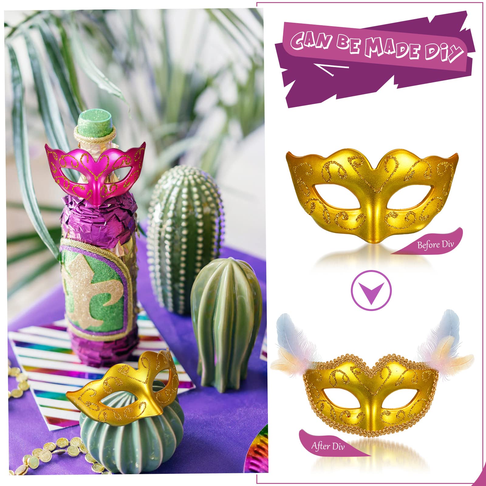 Snapklik.com : 24 Pcs Colorful Mini Masks Masquerade Small Mardi Gras ...