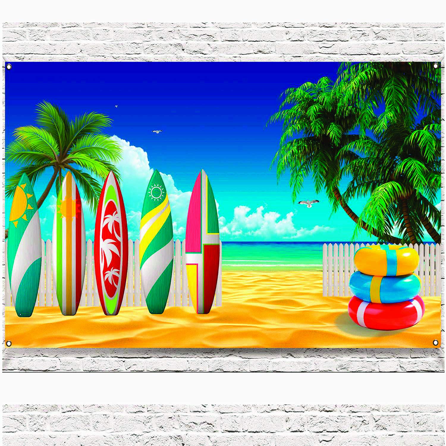 Surfboard Backdrop Summer Beach Backdrop Seaside Party Surfboard ...