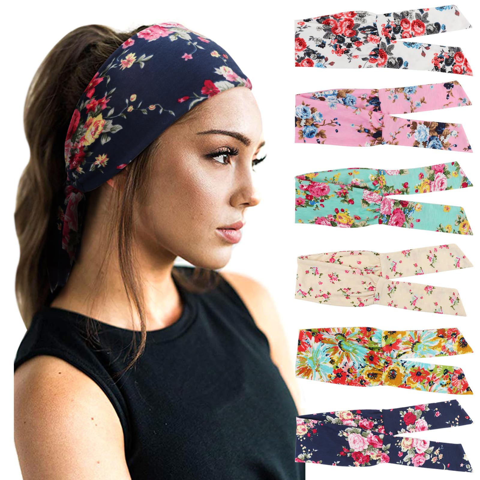 Amazon.com: DRESHOW 6 PCS Adjustable Headbands for Women Knotted ...