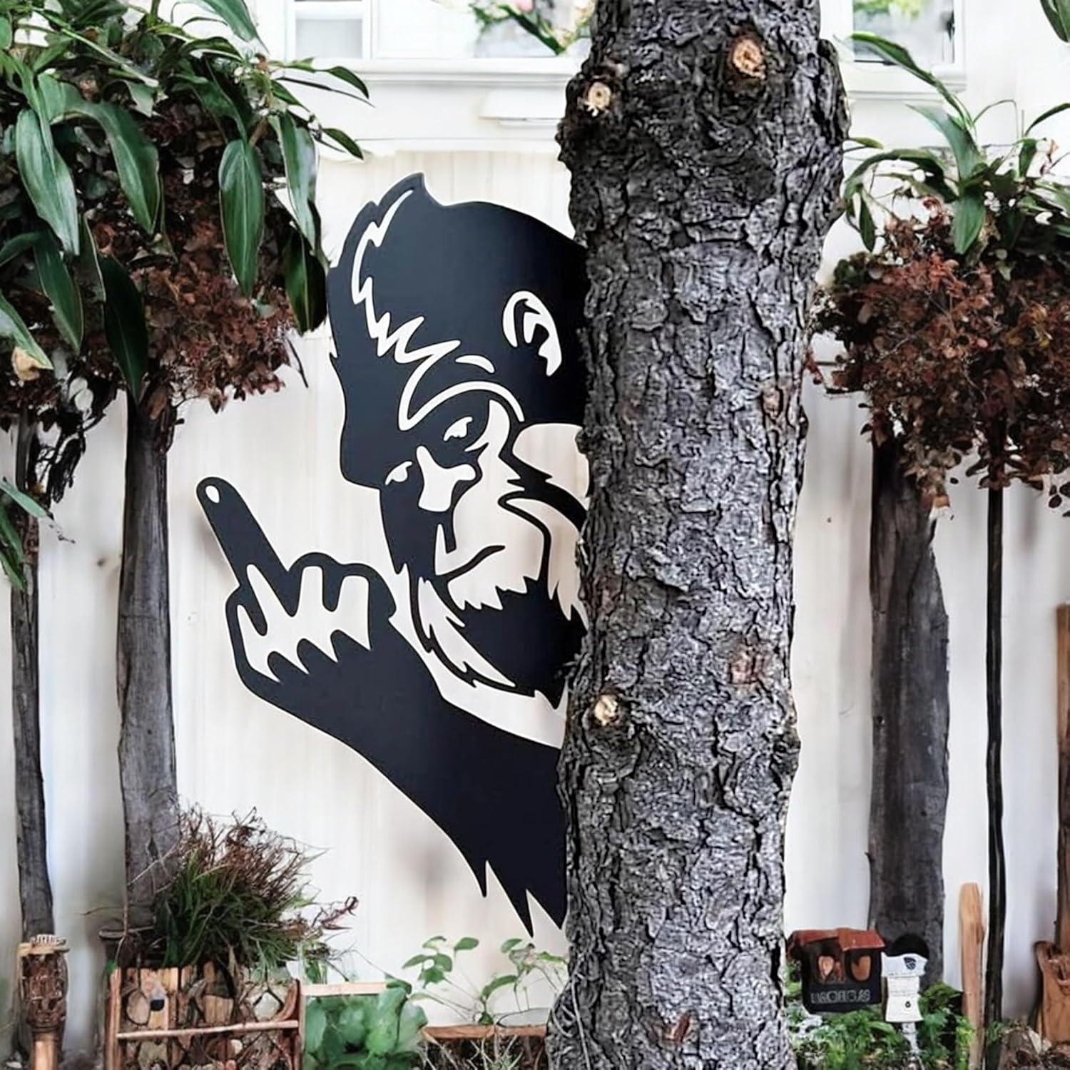 Amazon.com: SOEIRNS Peek-a-Boo Flipping Off Bigfoot Metal Sign, Middle ...