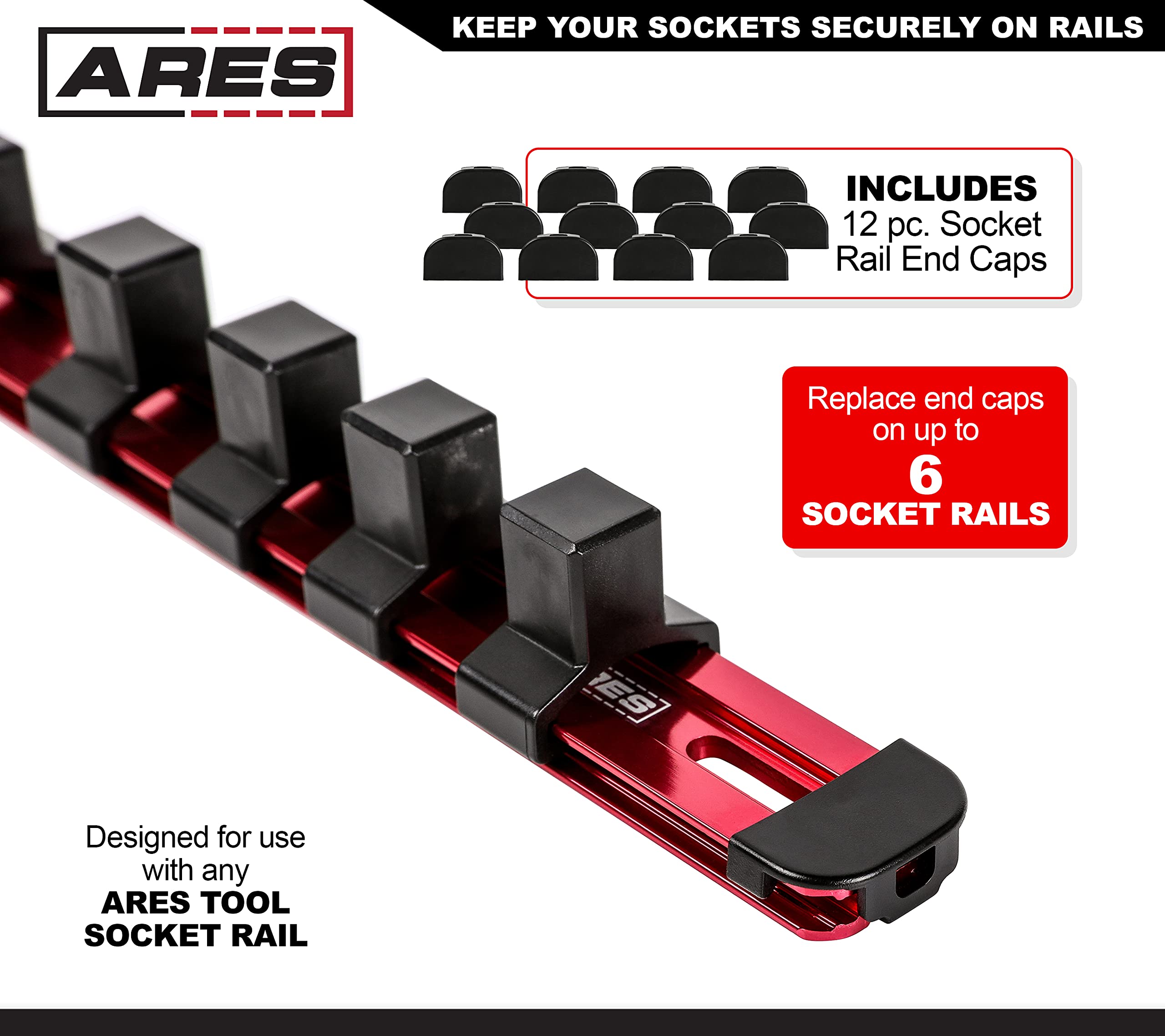 Snapklik.com : ARES 60060-12-Piece Locking Socket Rail End Cap Set ...