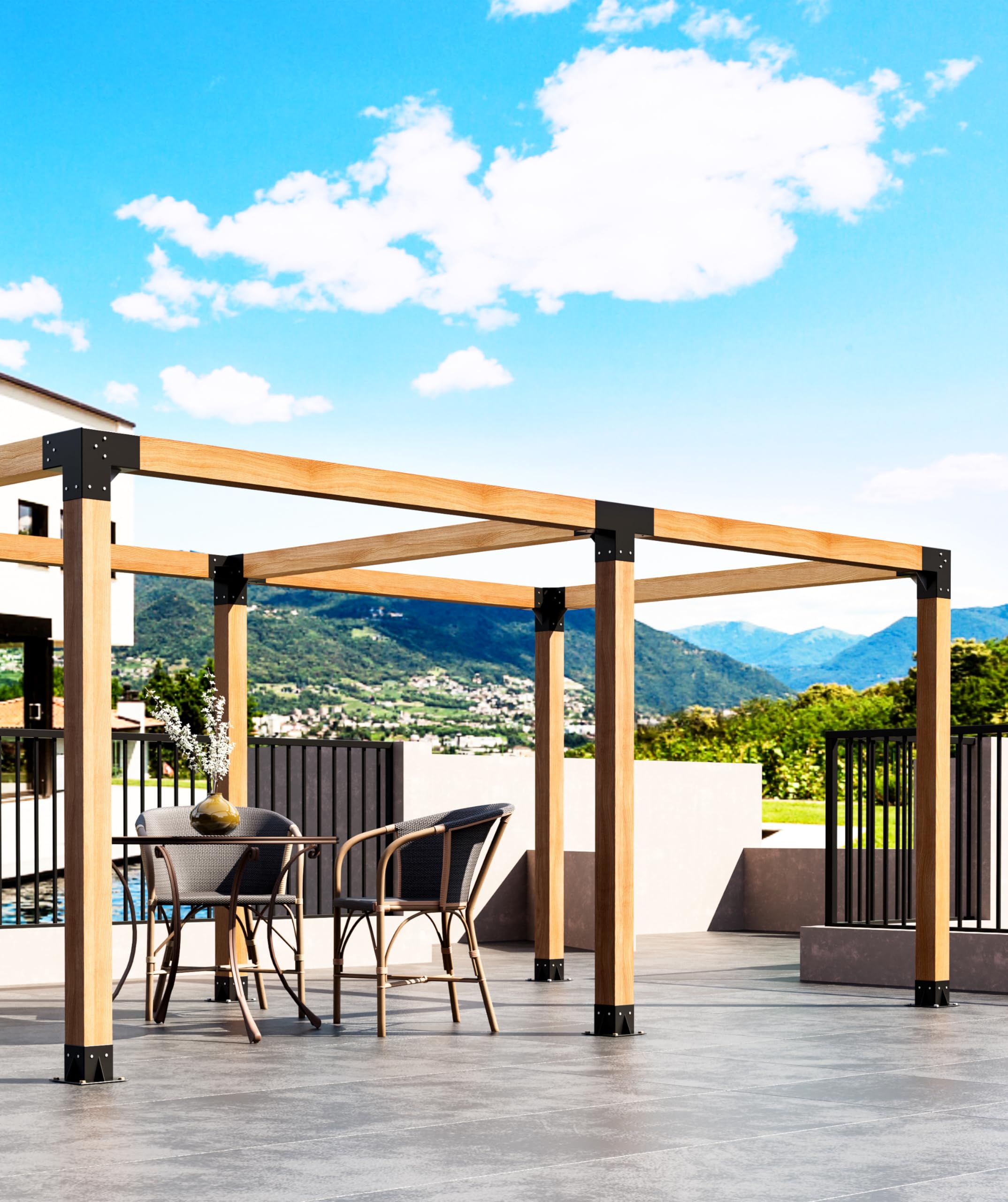Snapklik.com : Pergola Kits 6x 6, 2pcs 4-Way Heavy Duty Corner Brackets ...