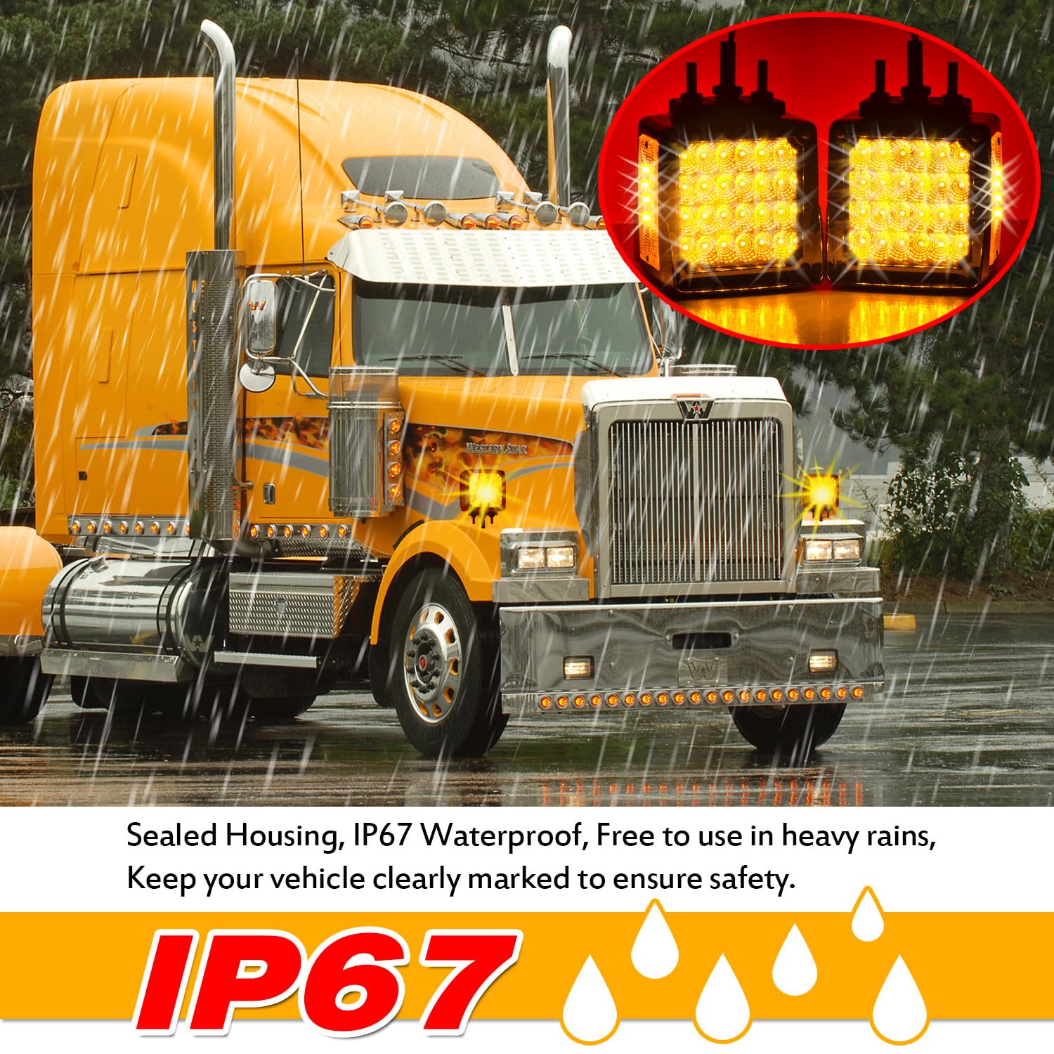 Face Marker Partsam LED Pedestal Lights For Heavy Truck Trailer - Amber ...