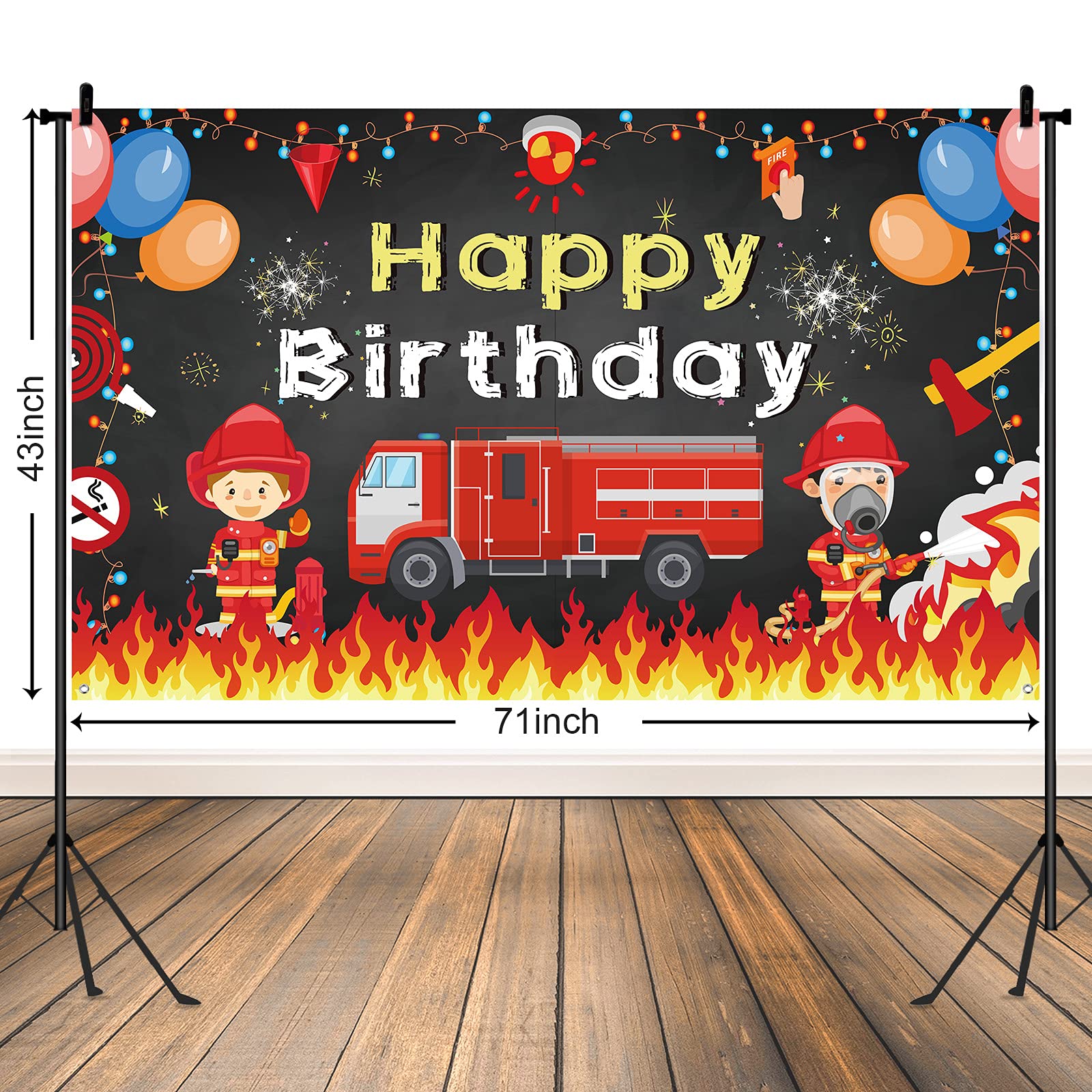 Firetruck Birthday Party Supplies Decorations Firetruck Theme Backdrop ...