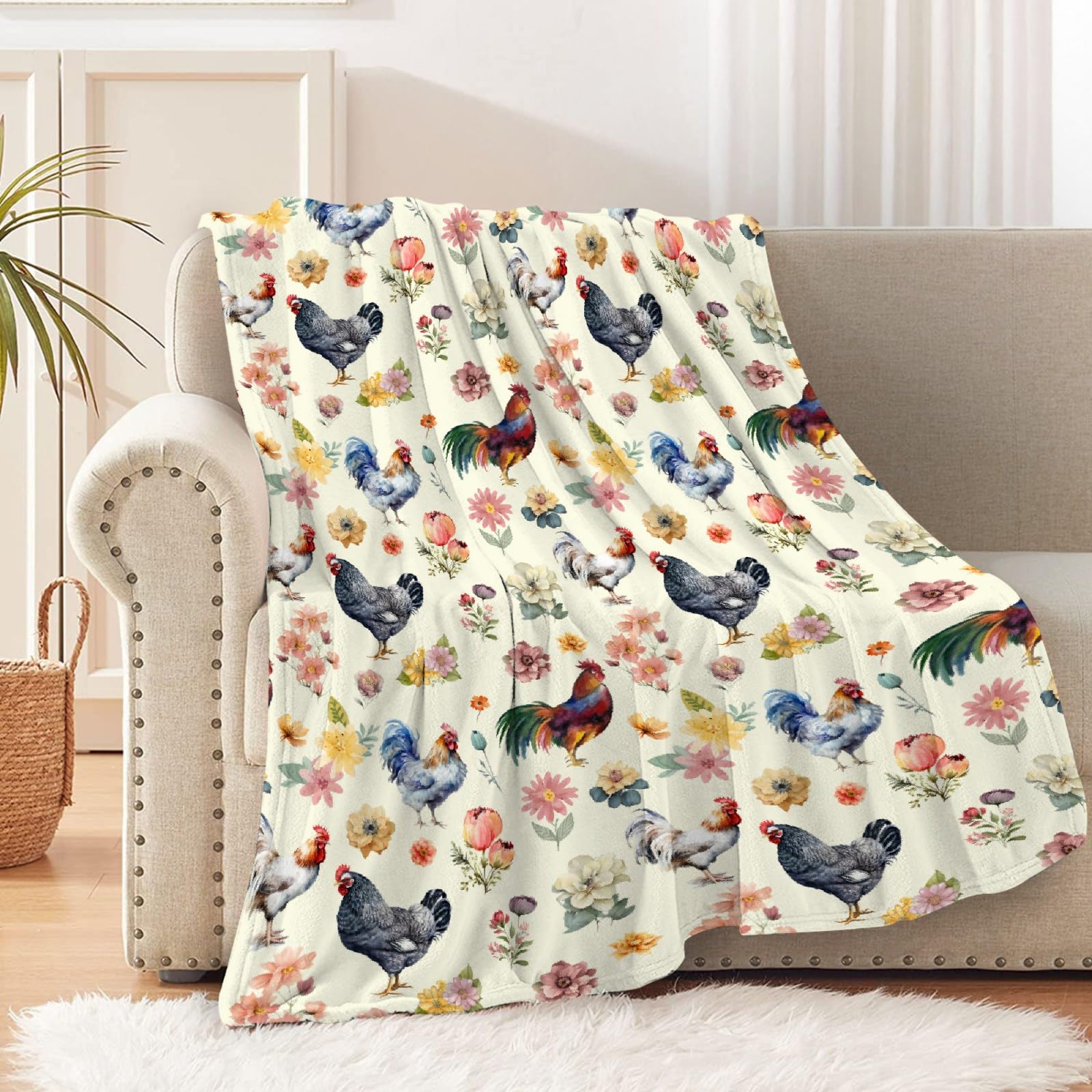 Amazon.com: Watercolor Chicken Throw Blanket is Super Soft and Warm,The ...
