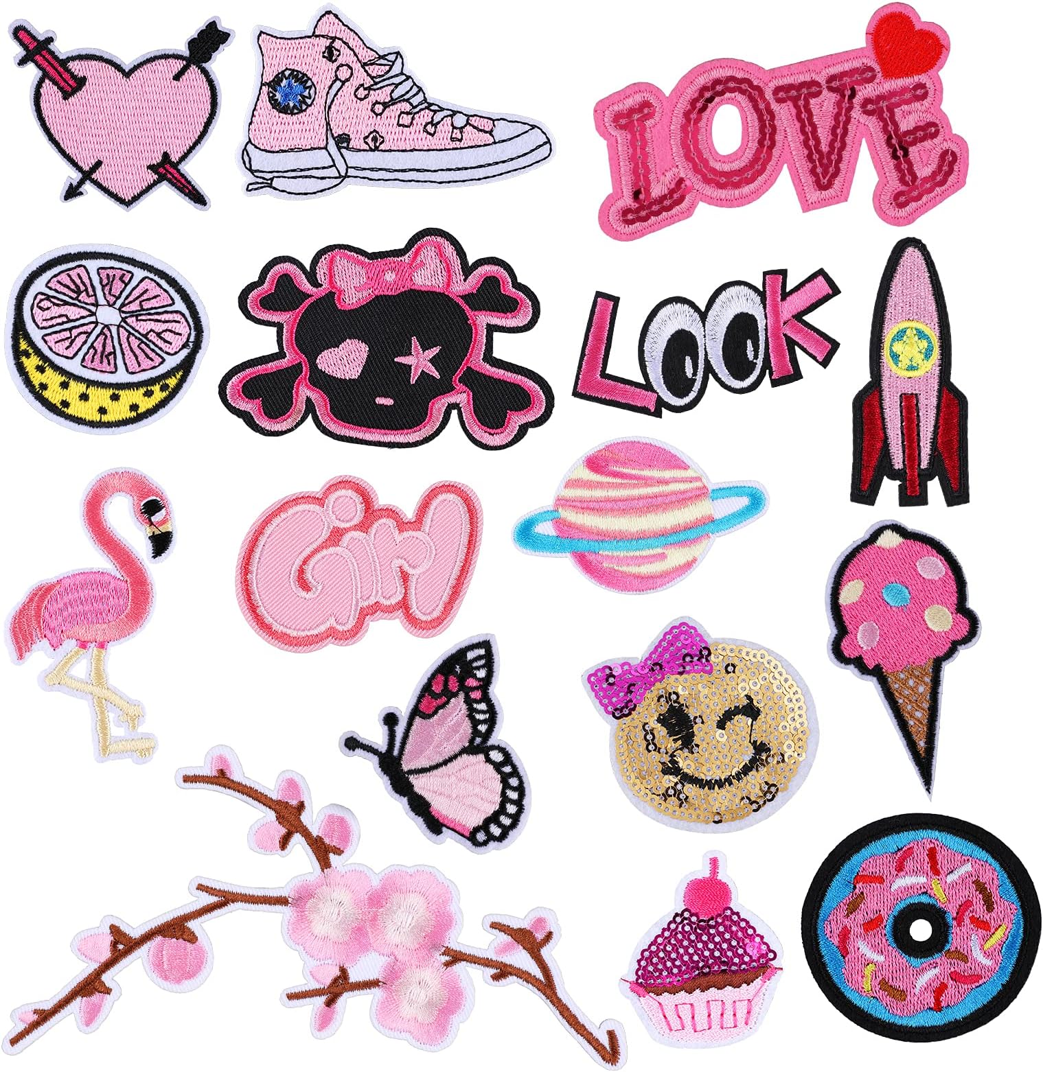 VETPW 16 Pcs Tema Rosa Parches Ropa Termoadhesivos, Patch Sticker ...