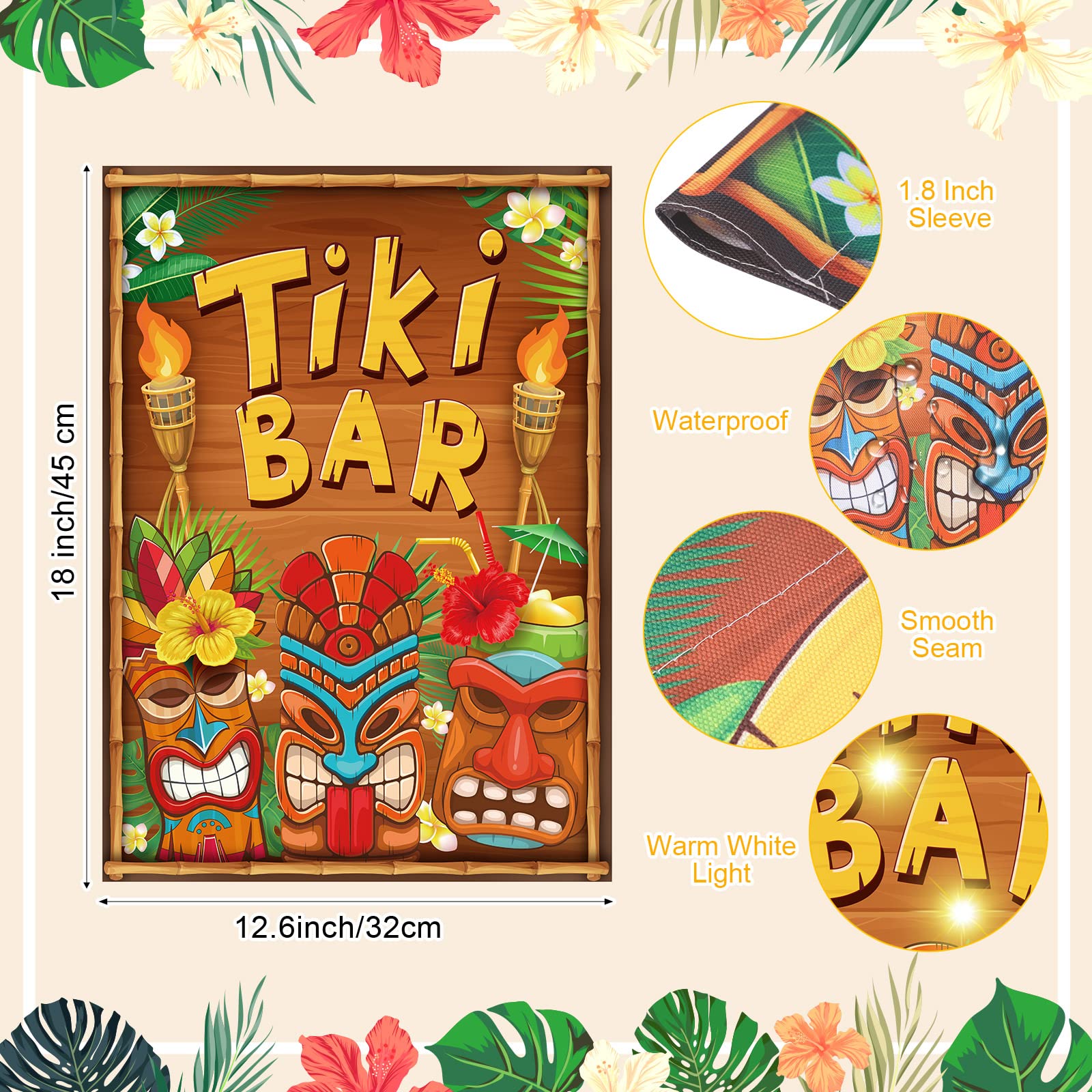 Snapklik.com : Hawaiian Luau Party Decoration 12 X 18 Inch Tiki Bar ...