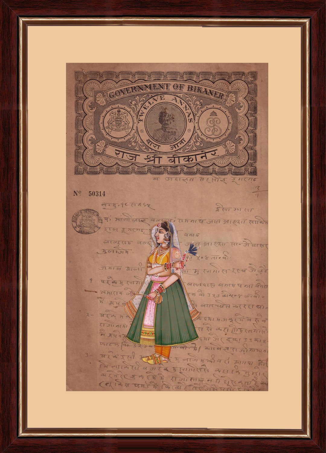 Mughal Period Portrait Royal Rajput Queen Standing Indian Miniature ...