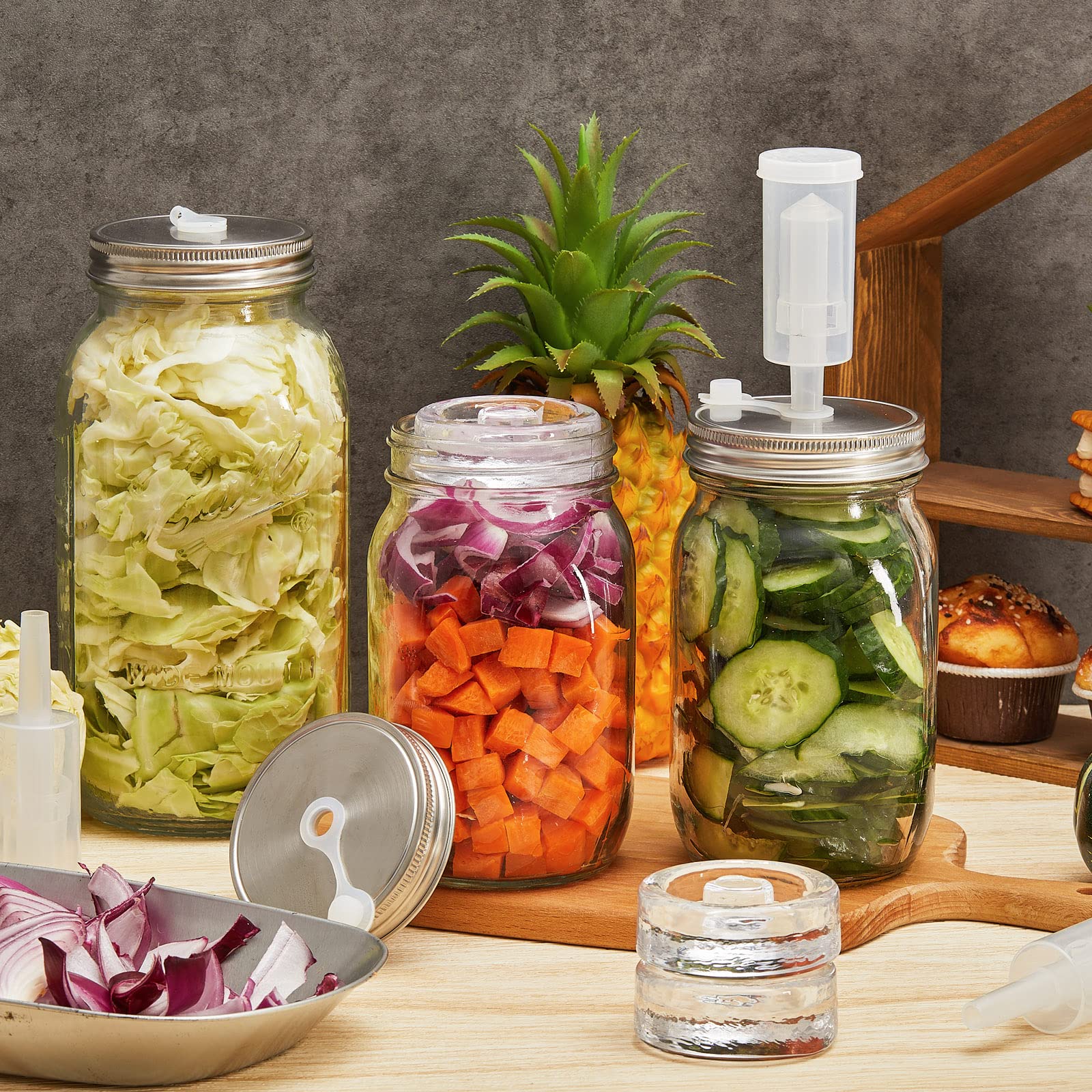 32 Pcs Fermentation Kit, Include 8 Glass Fermentation Weights, 8 ...