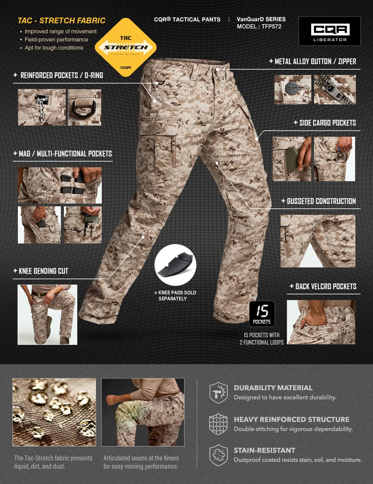 Snapklik.com : Mens Flex Stretch Tactical Pants, Water Resistant ...