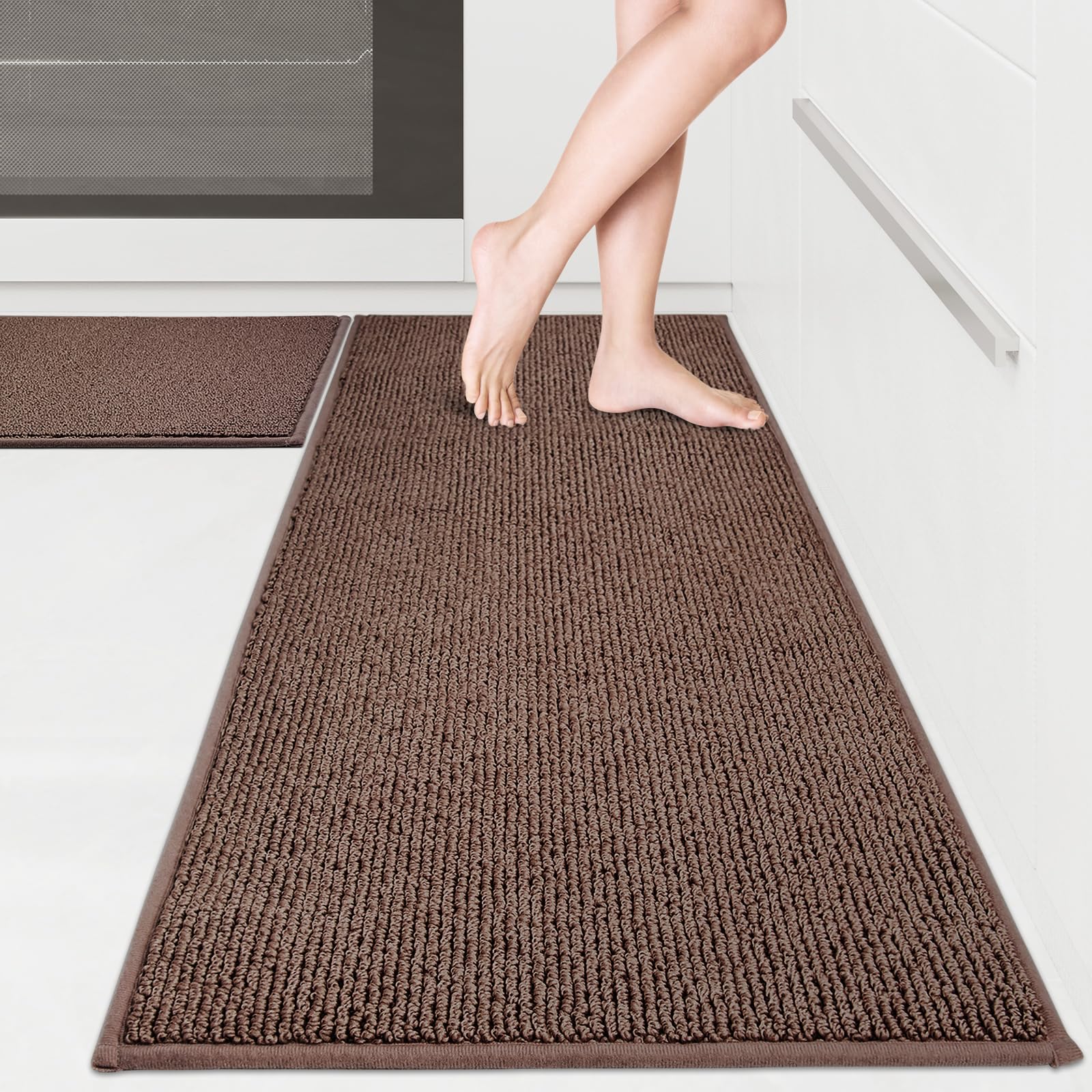 PURRUGS Machine Washable Kitchen Rug Set of 2, Non-Slip/Skid Kitchen ...