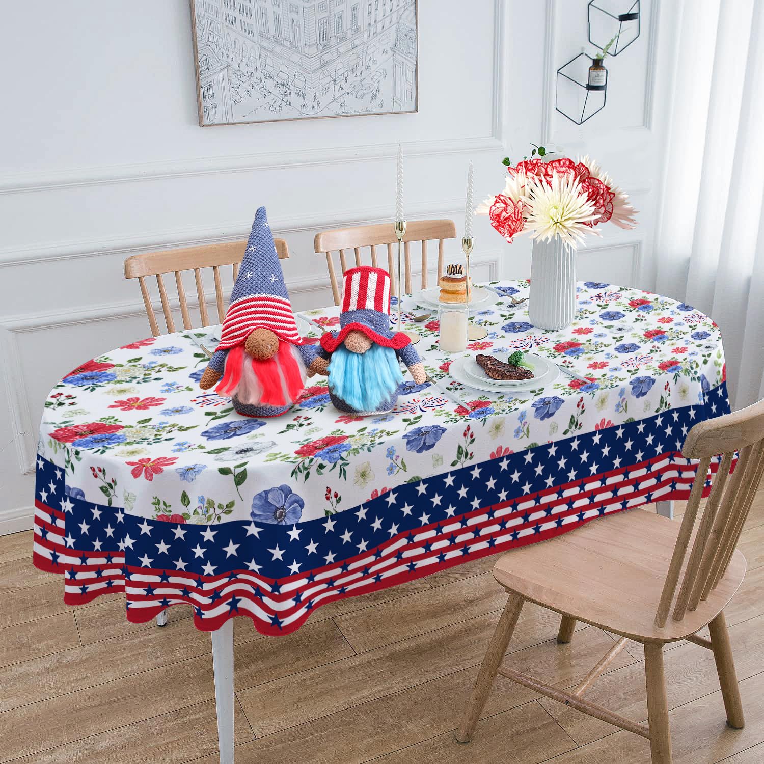 Amazon.com: ZORKET 4th of July Tablecloth Oval 52x70 Inch, Patriotic ...