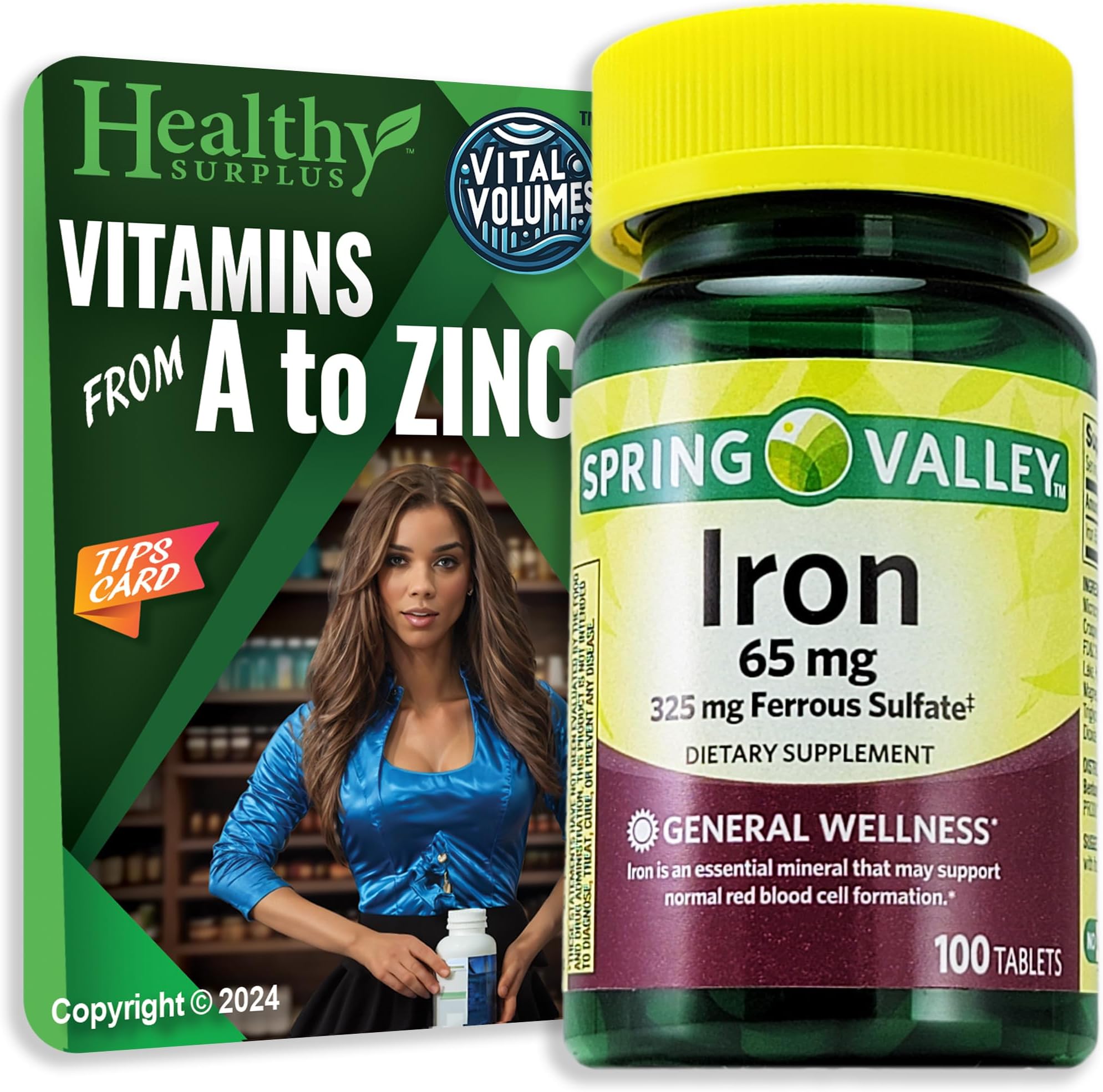 Amazon.com: Spring Valley Iron 65 mg 325 mg Ferrous Sulfate 100 Tablets ...