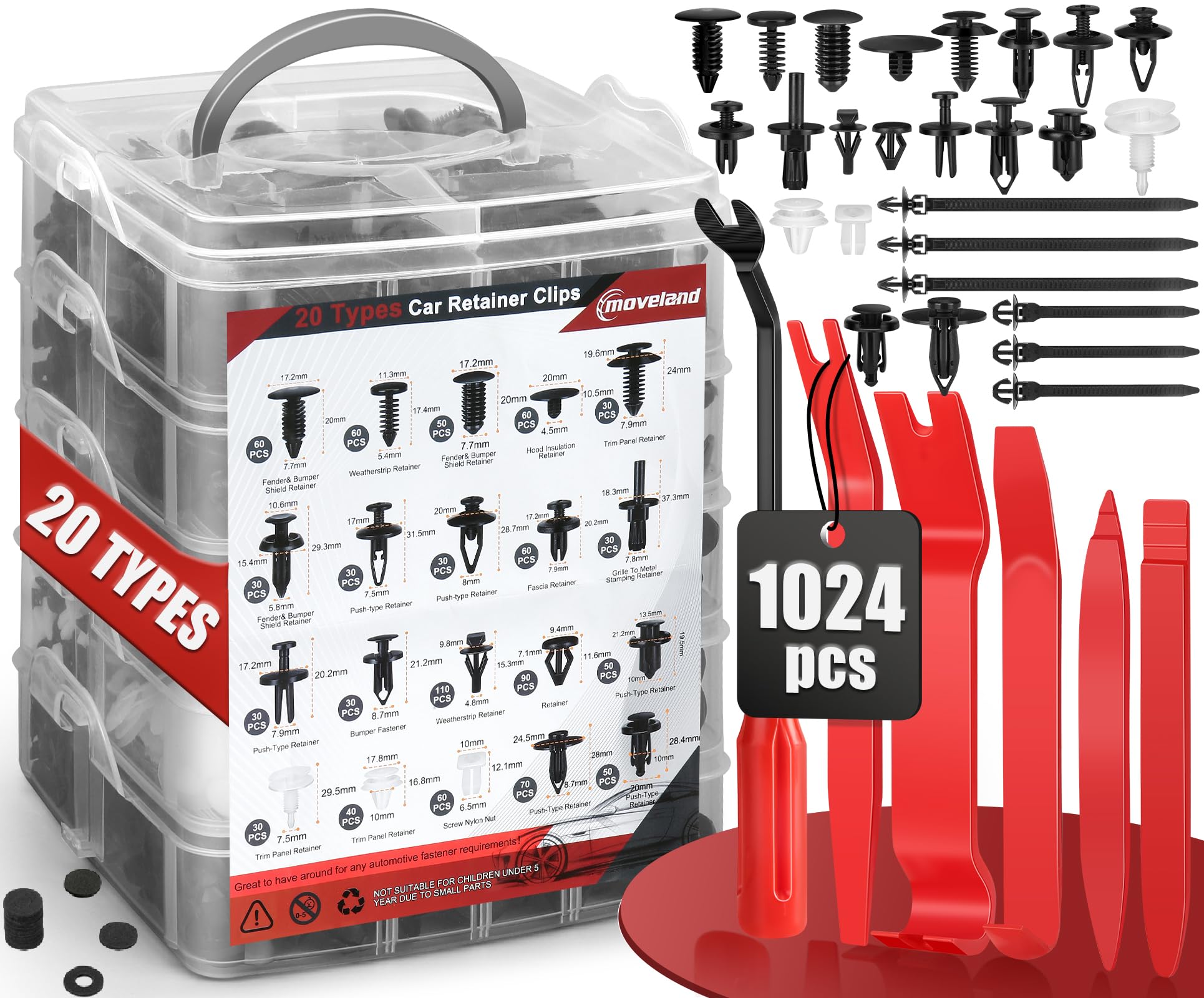 moveland 𝟐𝟎 𝐓𝐲𝐩𝐞𝐬 Car Trim Clips - 𝟏𝟎𝟐𝟒 𝐏𝐂𝐒 Comprehensive Range Car ...