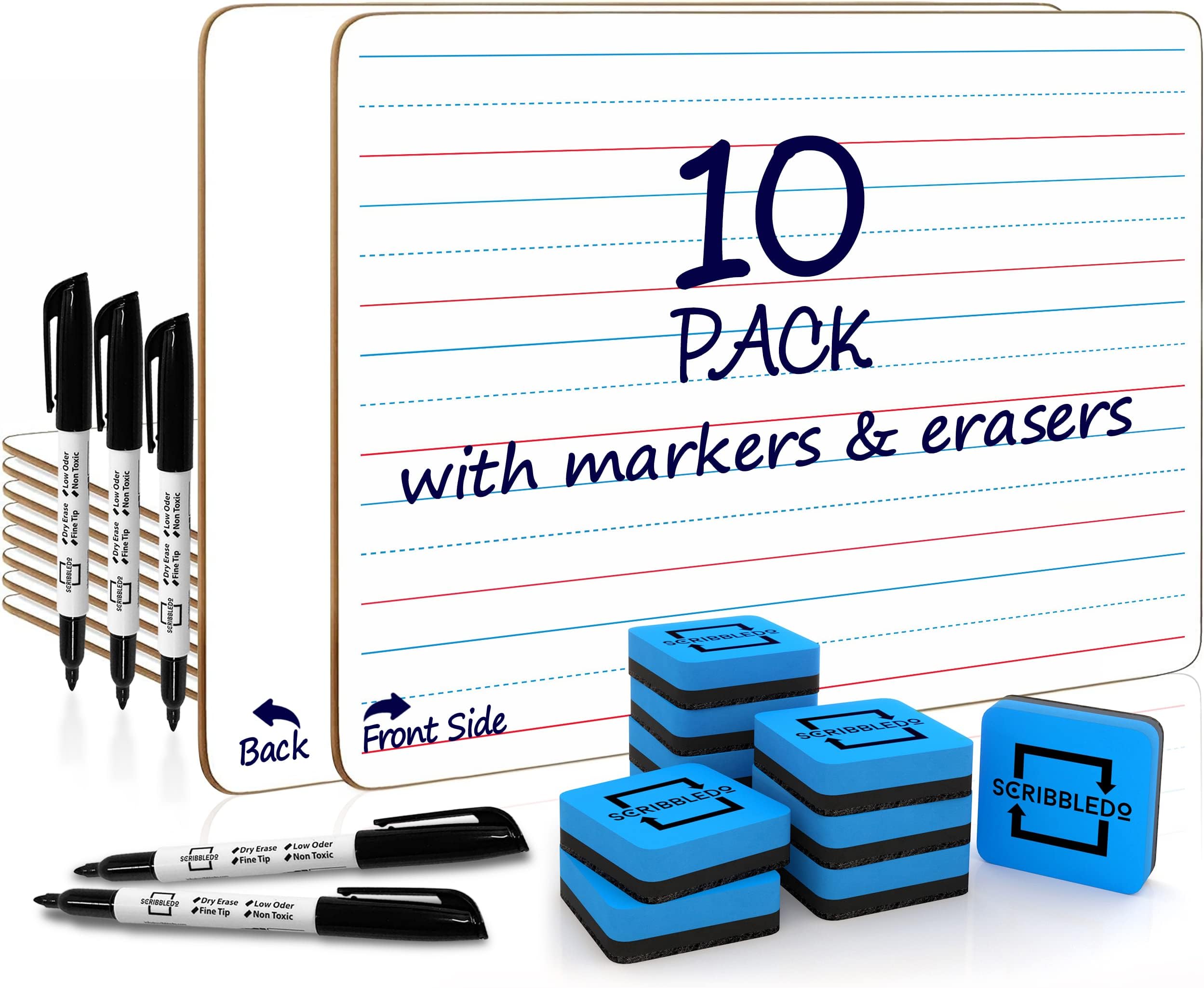 Amazon.com : 2 Pack Double Sided Whiteboard Lined Dry Erase Board for ...