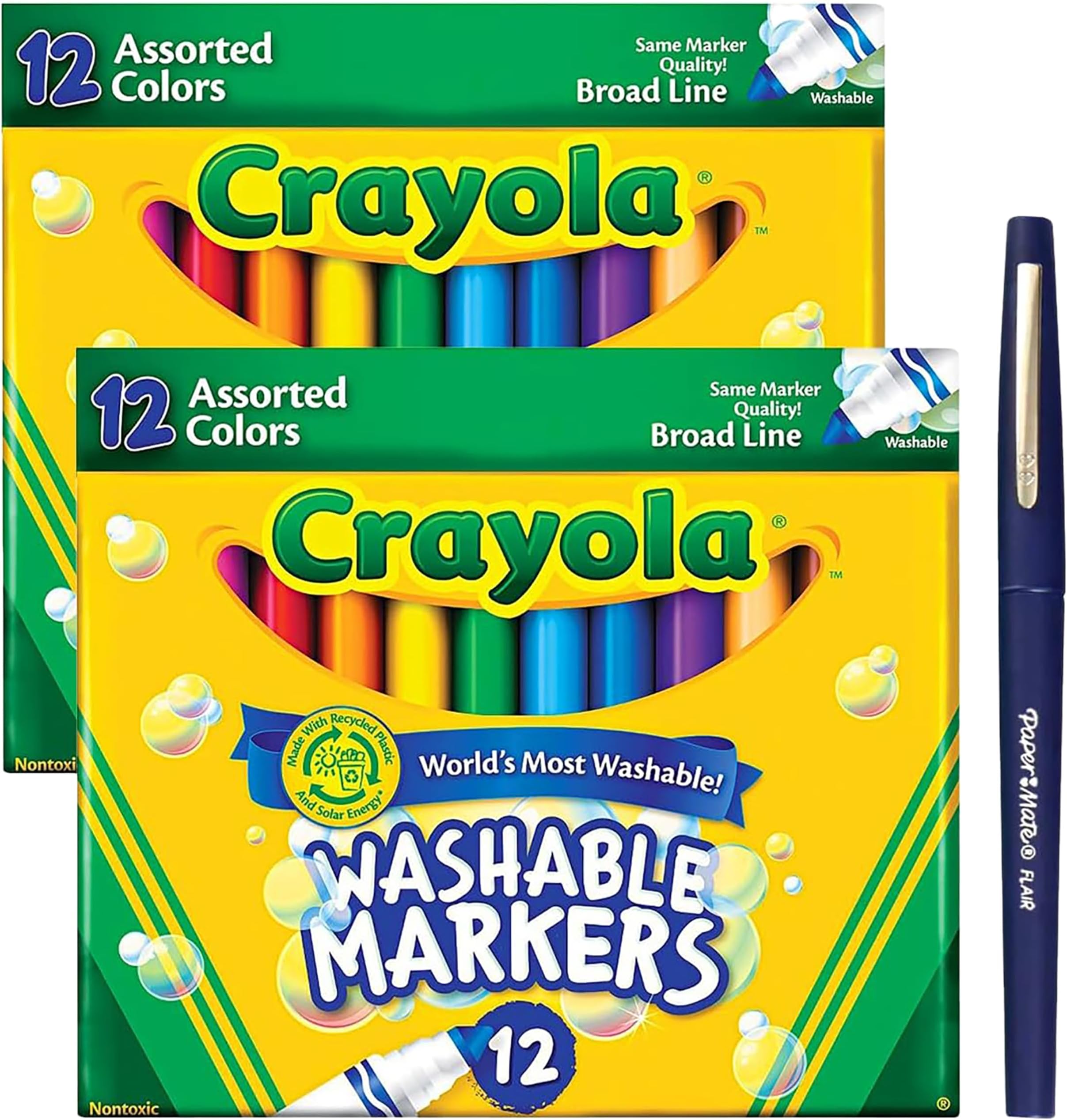 Amazon.com: Crayola Ultra Clean Fine Line Markers (12ct), Washable ...