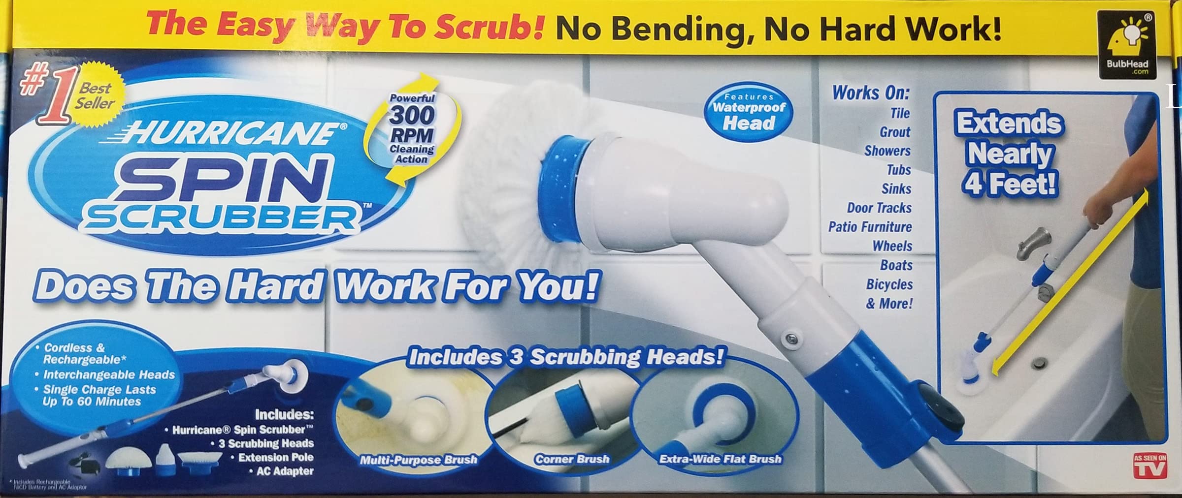 Hurricane Spin Scrubber Cordless Rechargeable Power Scrubber by ...