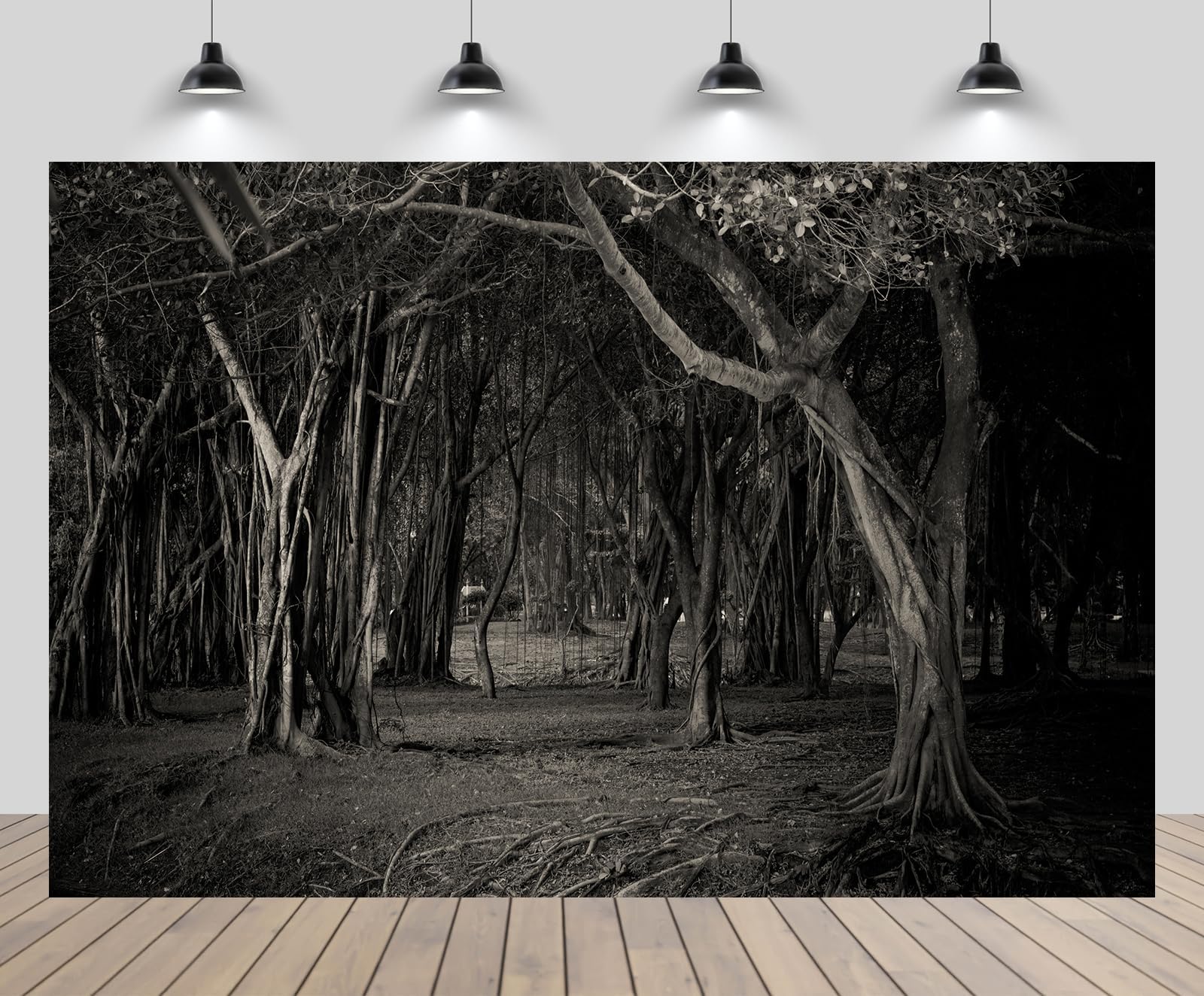 Amazon.com : CHNYWORK 7ftx5ft Misty Dark Forest Backdrop Halloween ...