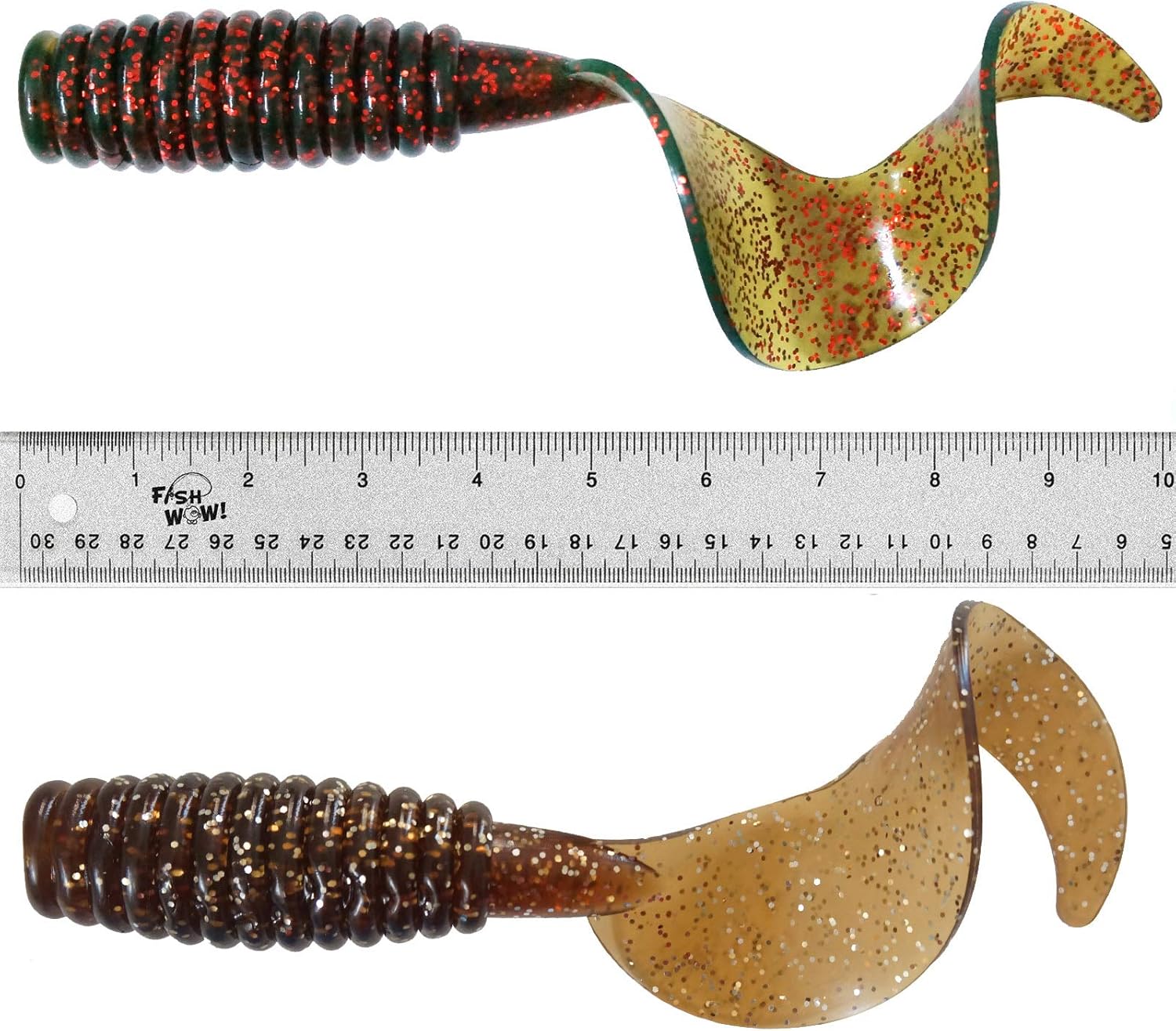 Amazon.com : Fish WOW! 2pcs 10" with Curly Tail Extended Perch Grub ...