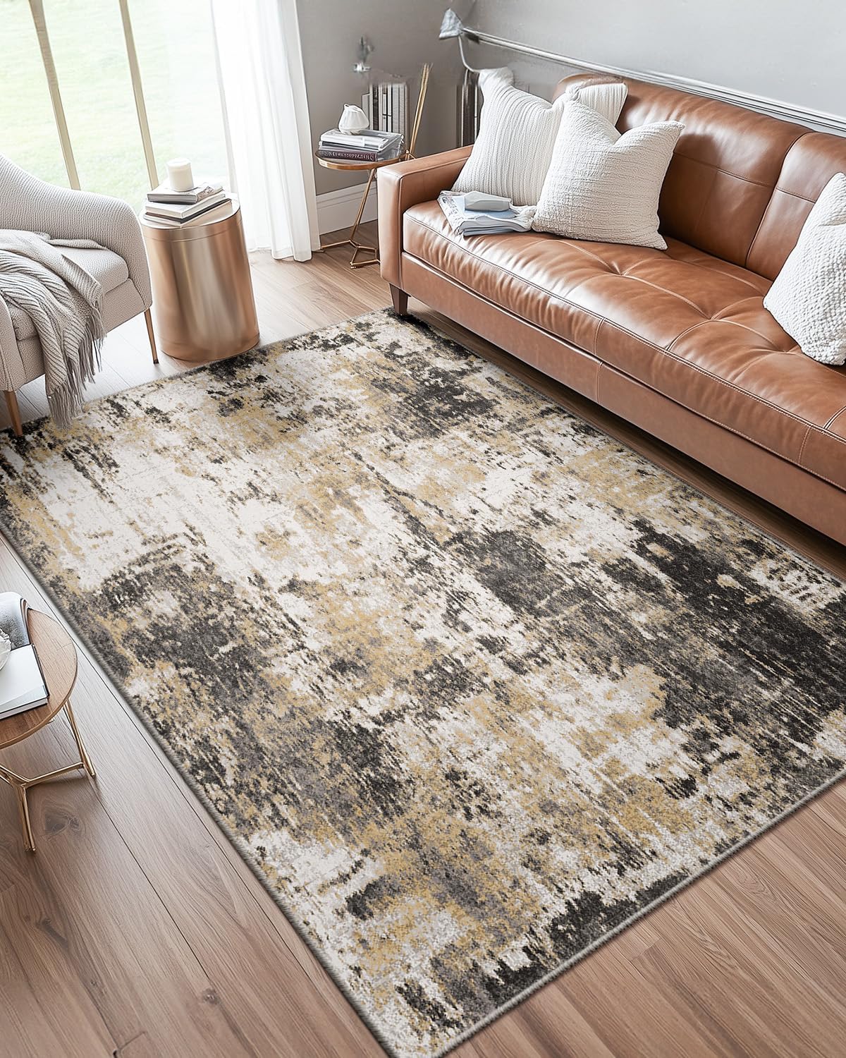 DEFYNEE Modern Abstract Rugs Living Room 90x150 cm Non-Slip Soft Low ...